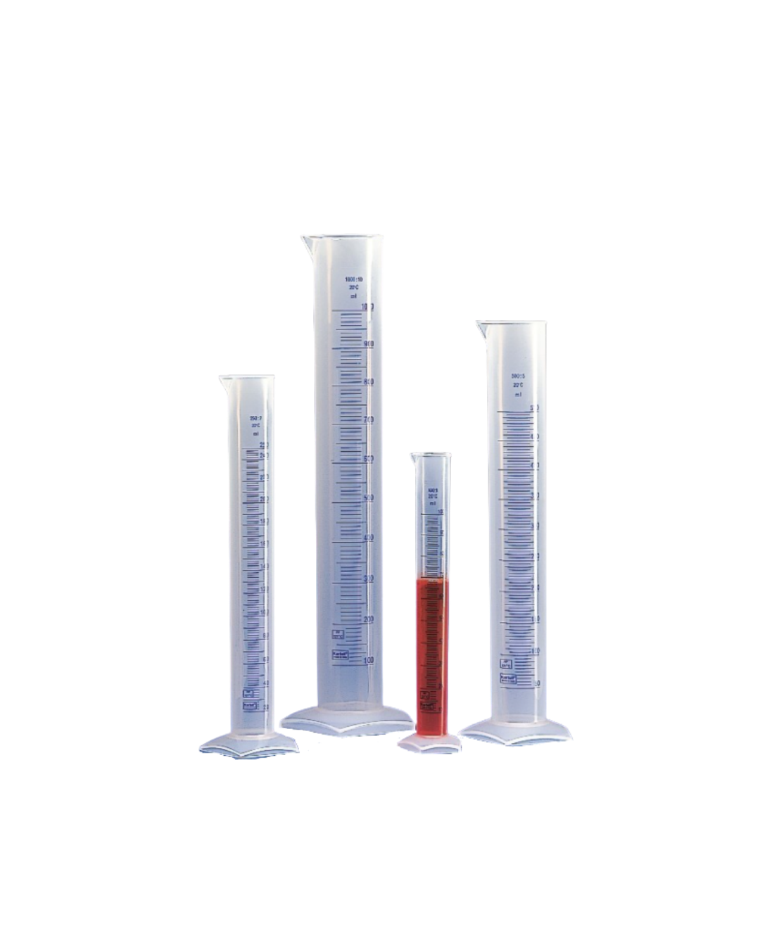 Blue Graduated Measuring Cylinders, 250ml Tall Form, (Easy Read Graduations), Individual