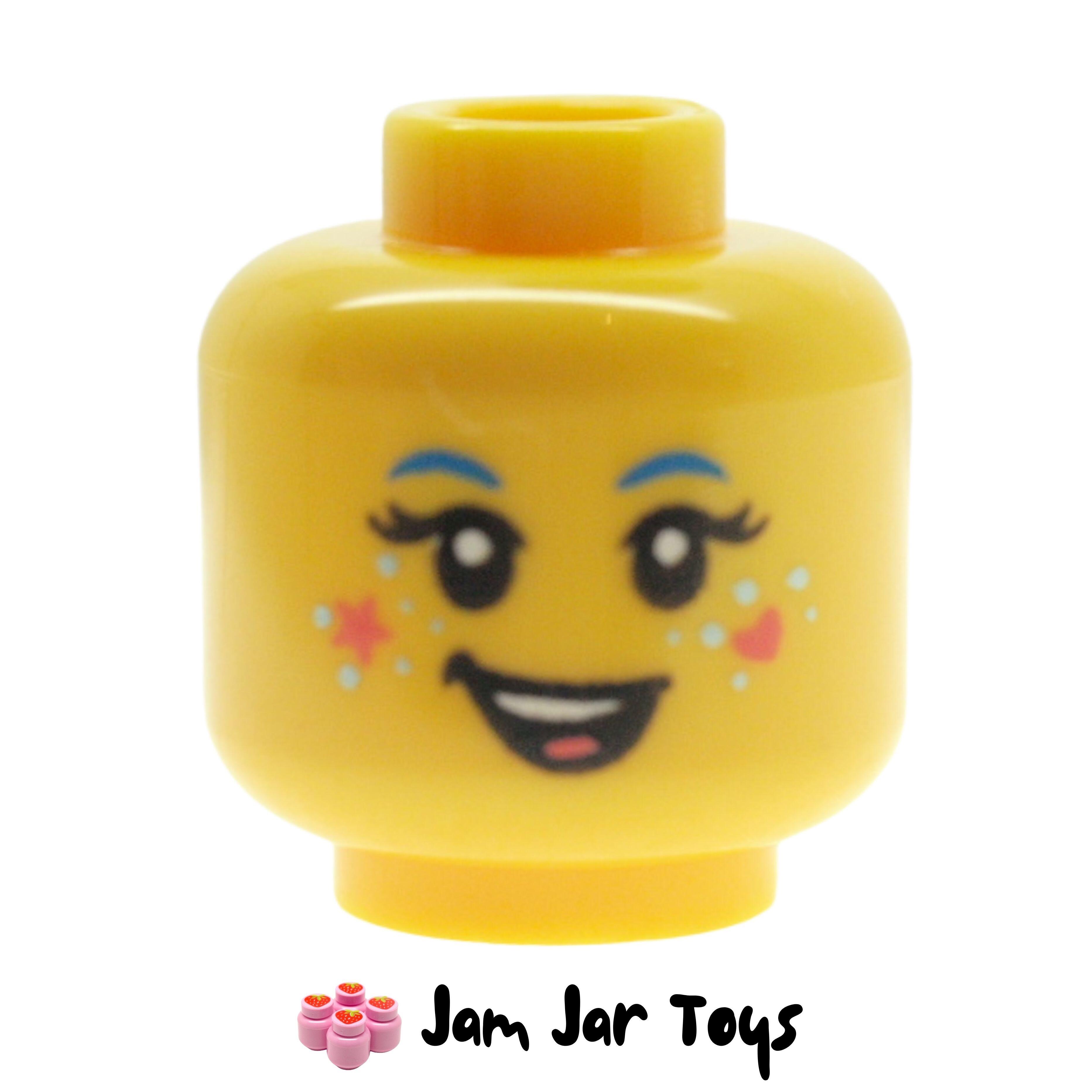 LEGO Izzie Head, Bright Pink Stars on Cheeks, Dots, Open Mouth Smile ...
