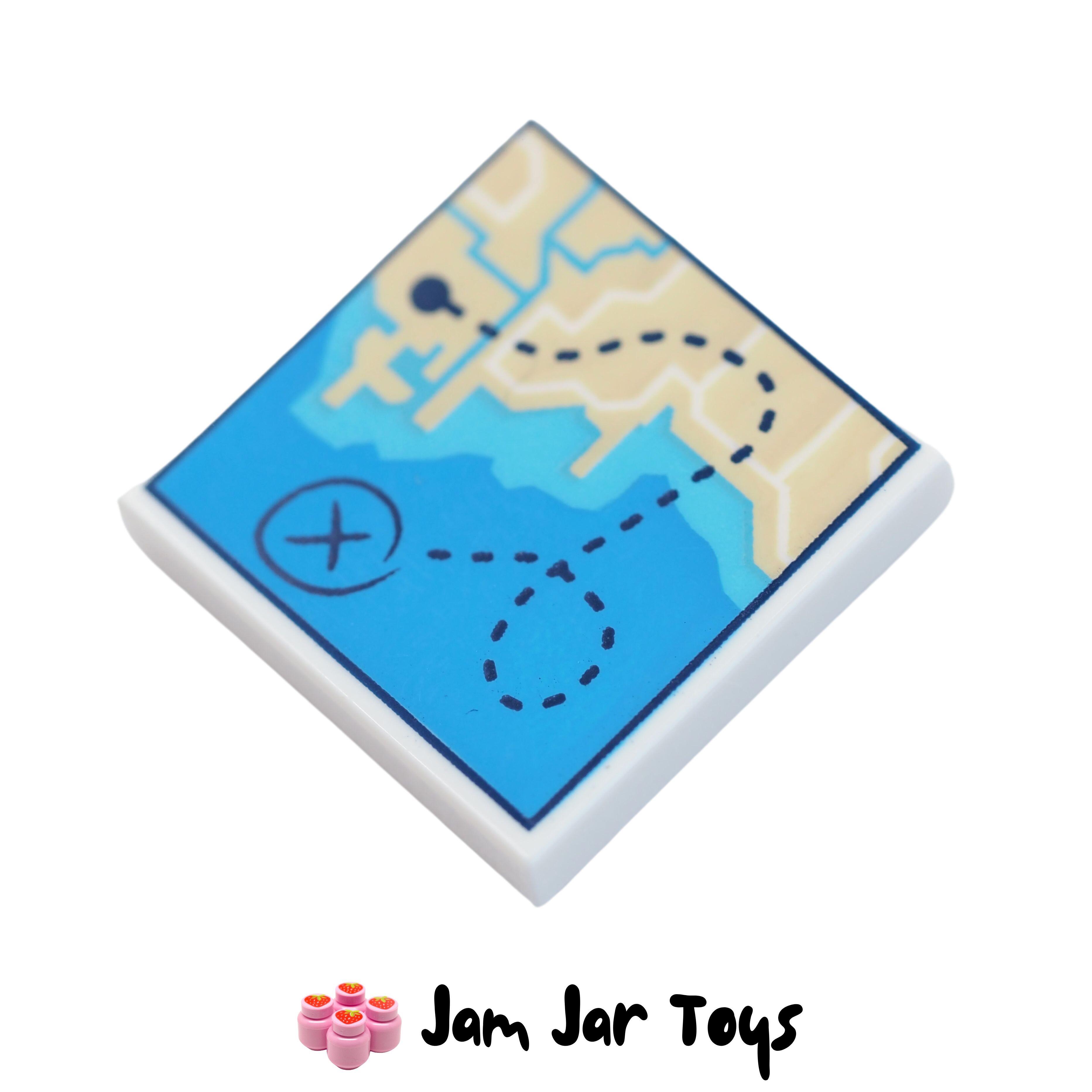 LEGO White Treasure Map of Land Sea 2 x 2 Tile. PT66