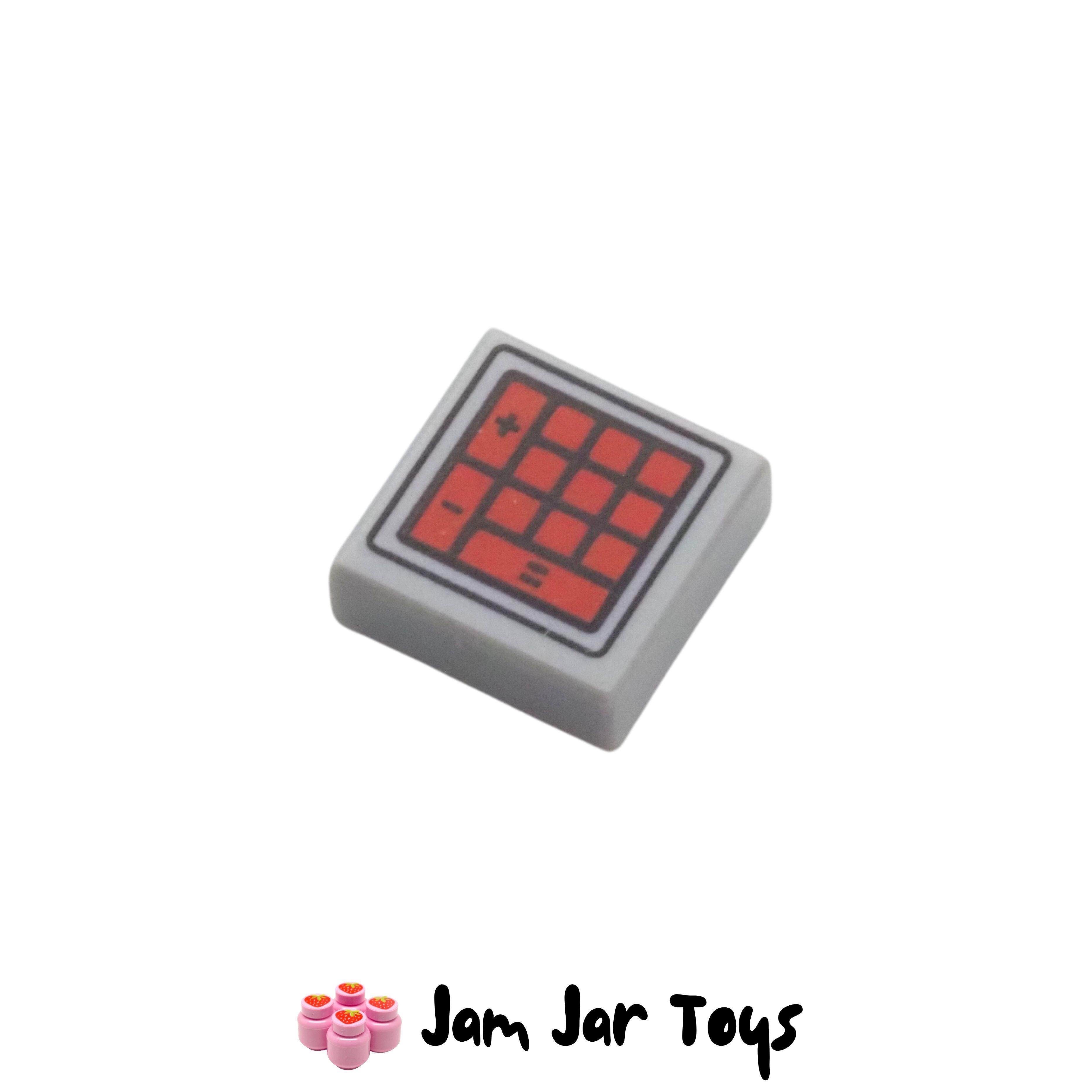 LEGO Light Bluish Grey Tile, Red Calculator Keypad, 1 x 1. PT156