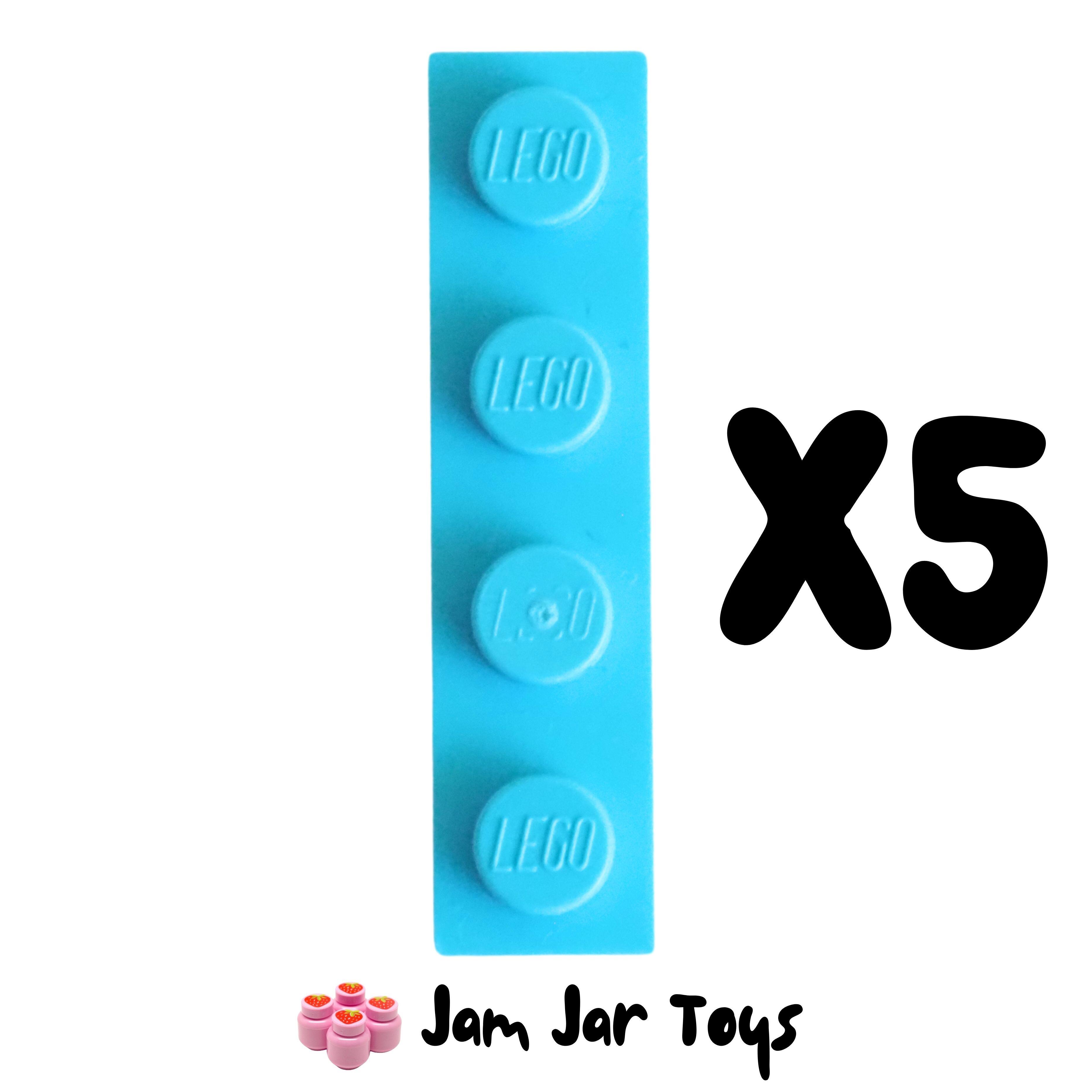 LEGO Five Medium Azure 1 x 4 Plates. 6070757 | JamJarToys