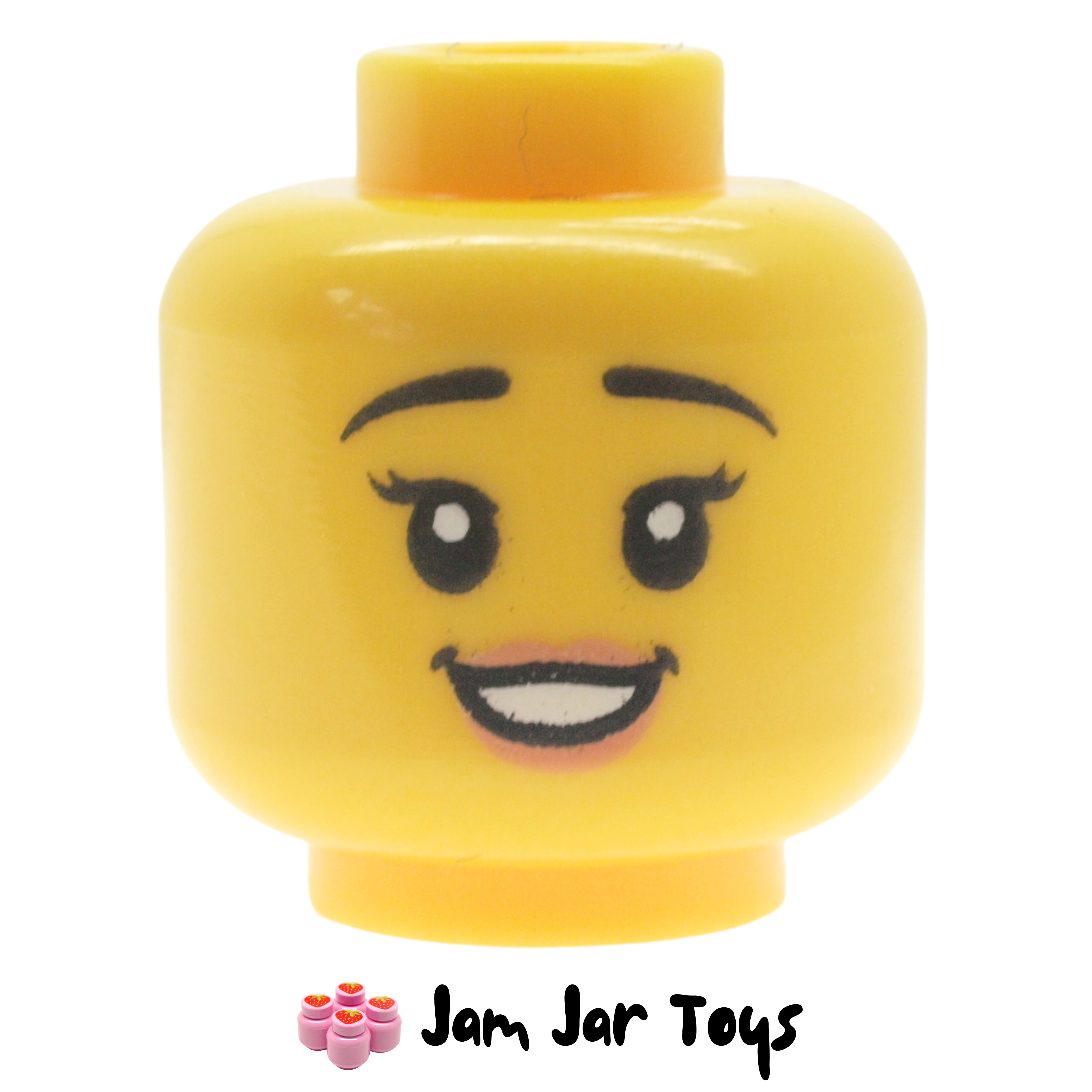 LEGO Minifig Head, Dual Sided, Peach Lips, Open / Slight Smile FH225