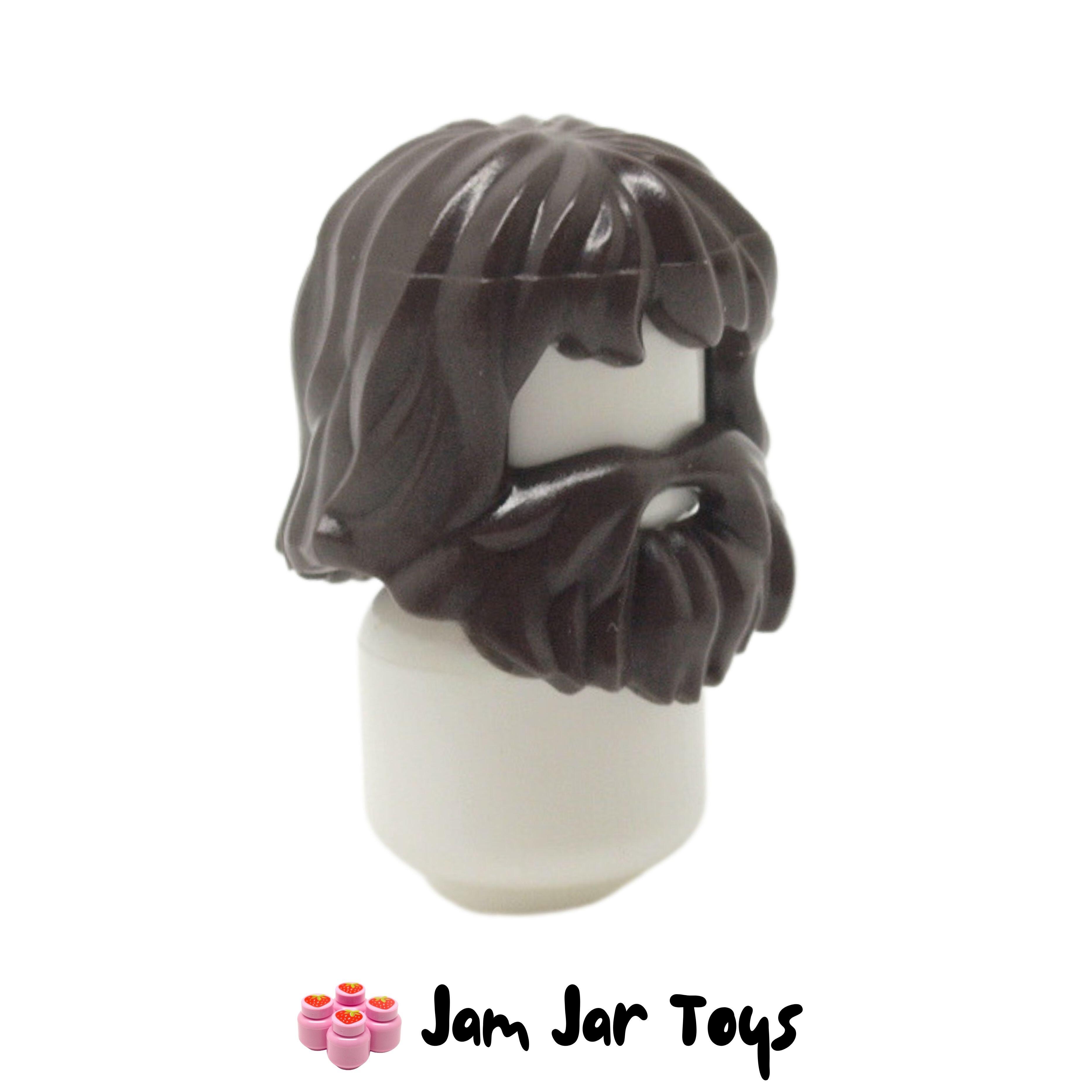 LEGO Dark Brown Hair, Beard and Mouth Hole. FPH80