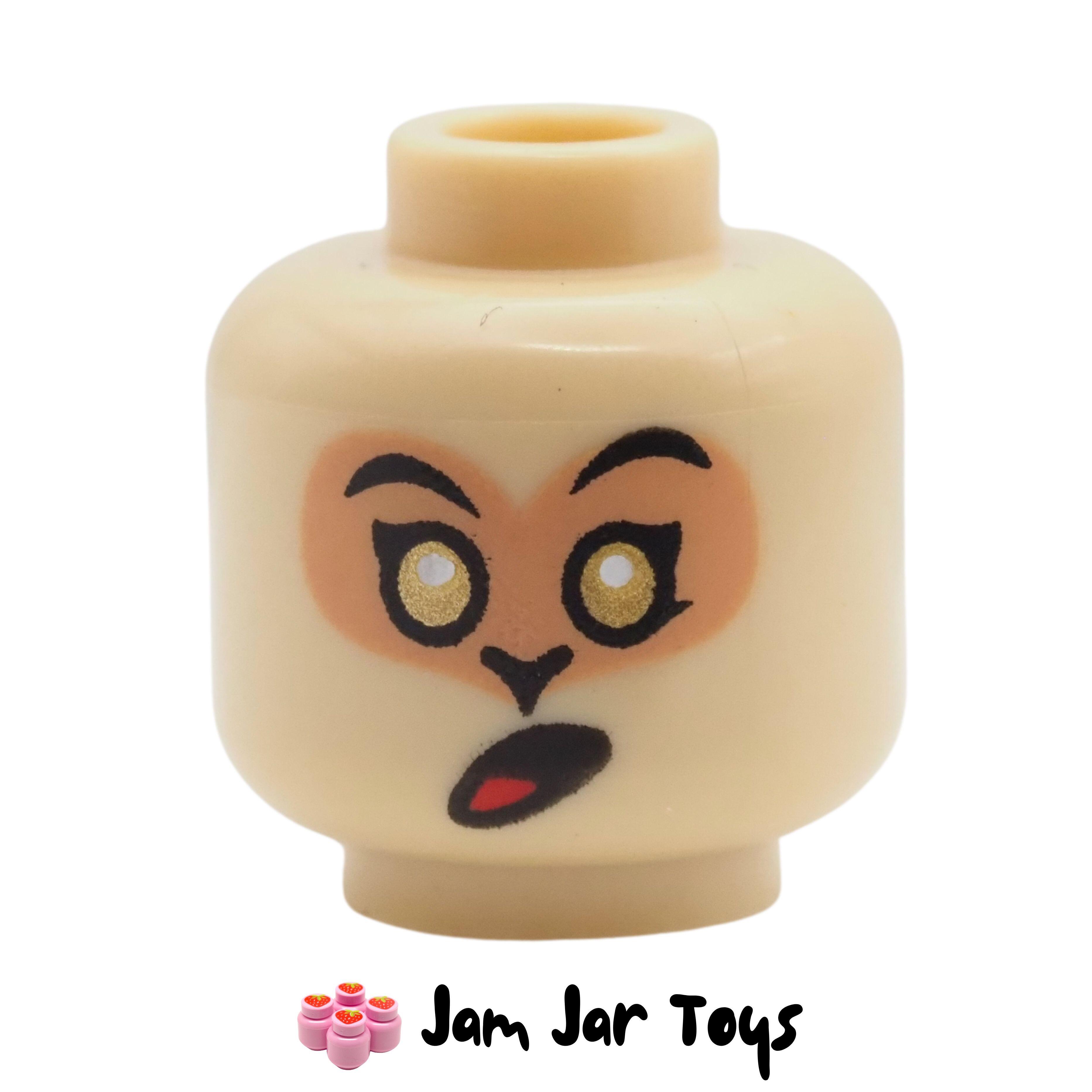 LEGO Tan Monkie King Head, Gold Eyes, Lopsided Grin/Surprised. HF146