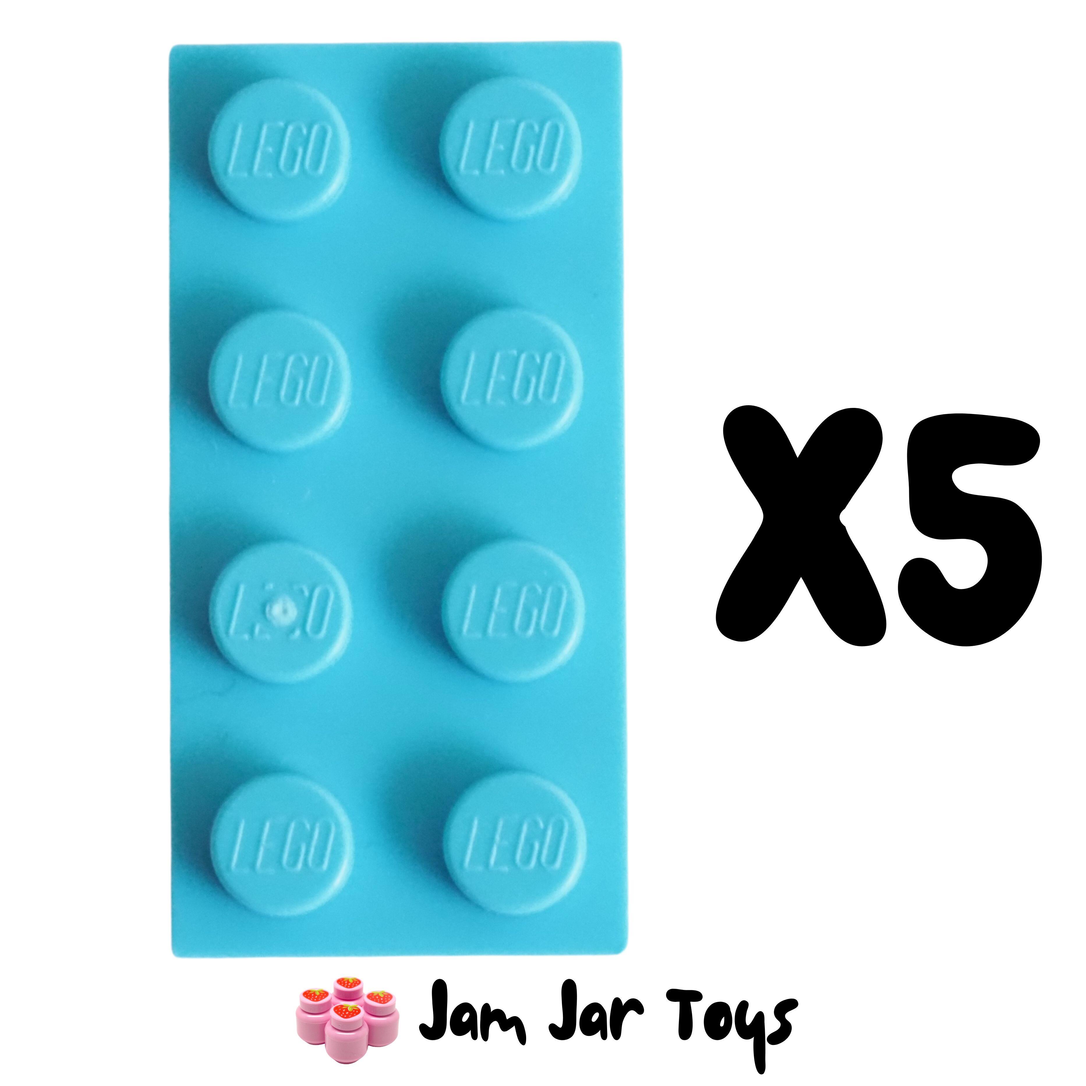 LEGO Five Medium Azur 2 x 4 Tiles. ST13