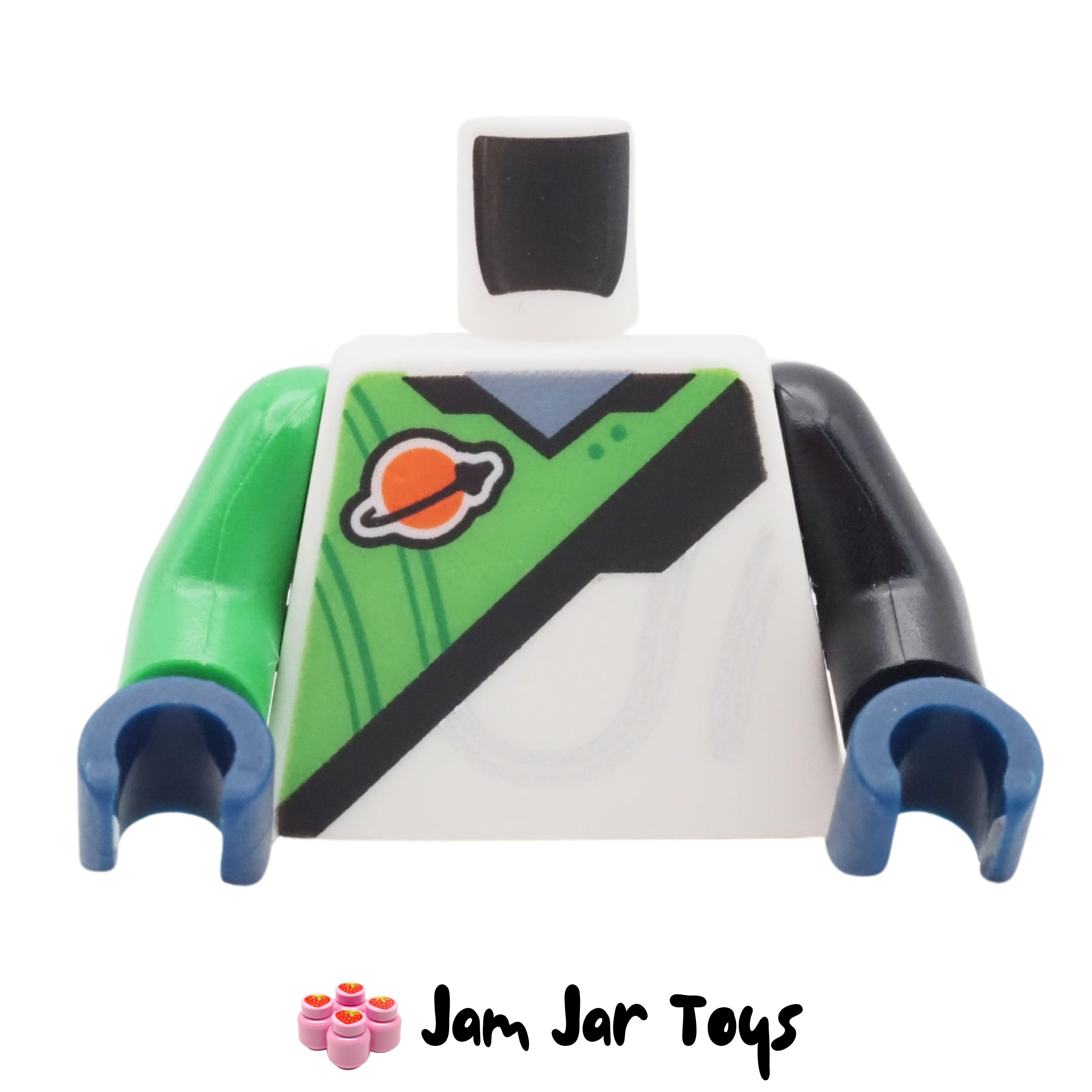 LEGO Space Suit, Torso, Odd Arms, Green Top, Space Logo. TO359
