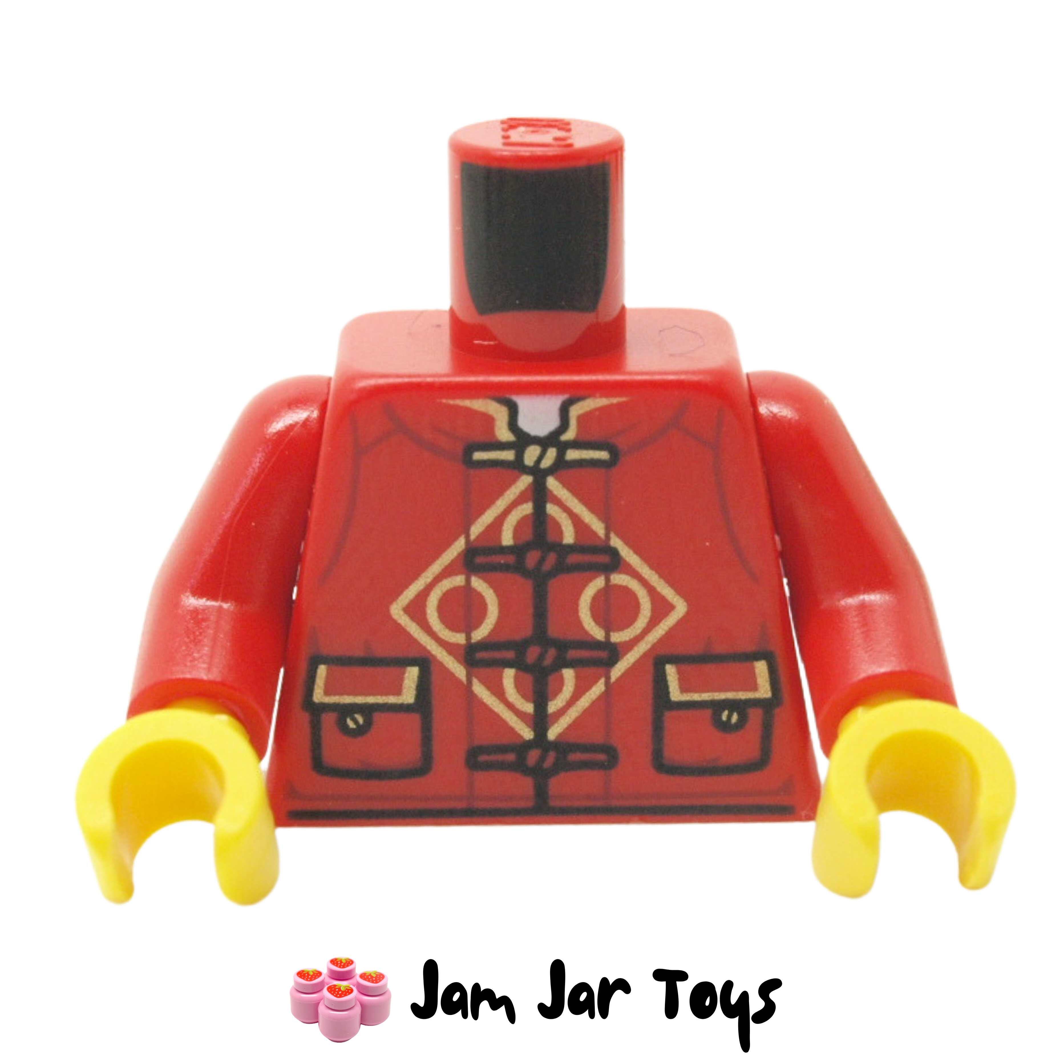 LEGO Red Chinese Tunic Torso, Dark Red Buttons, Pockets. TO7