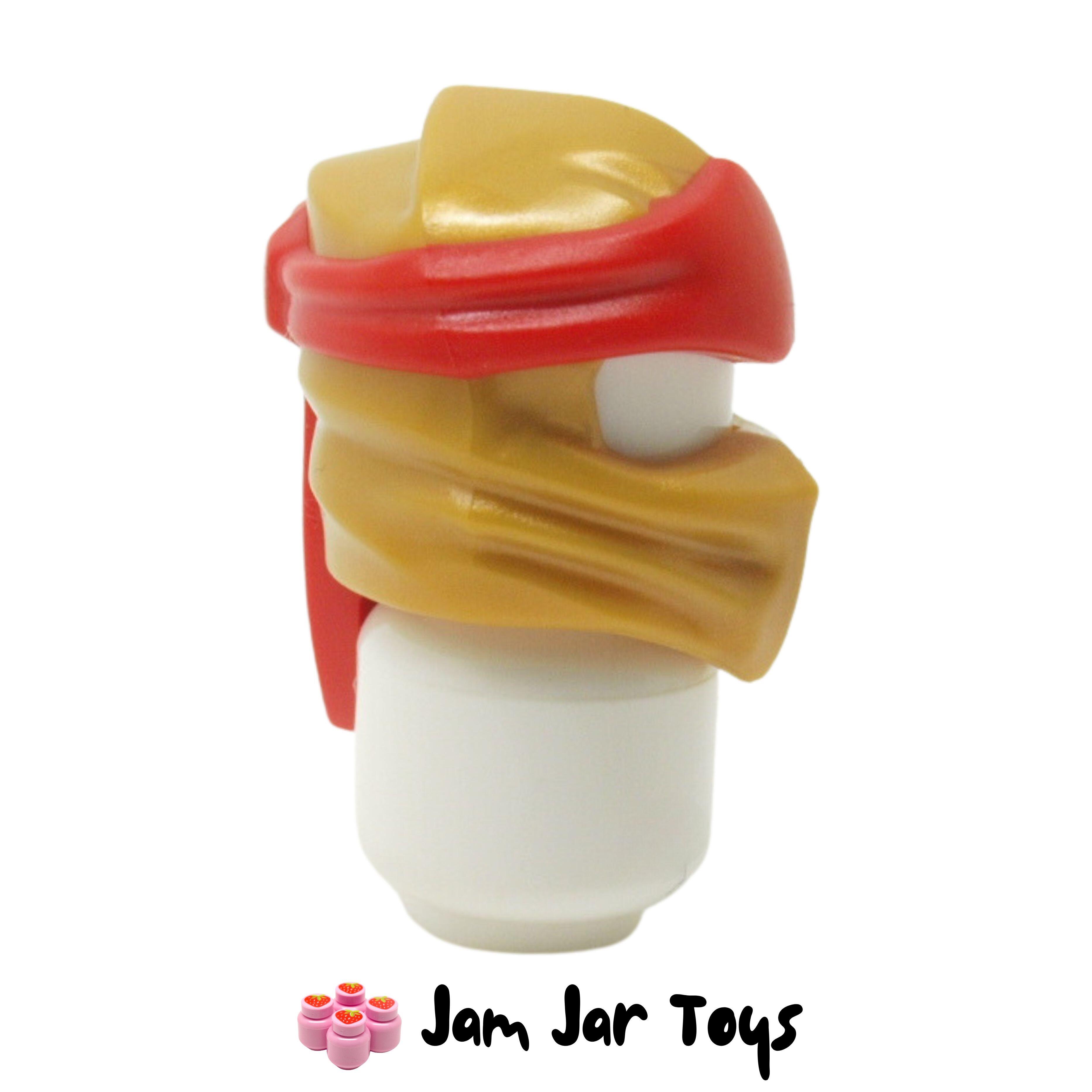 LEGO Pearl Gold Wrap, Long Back Knot, Red Band HG194