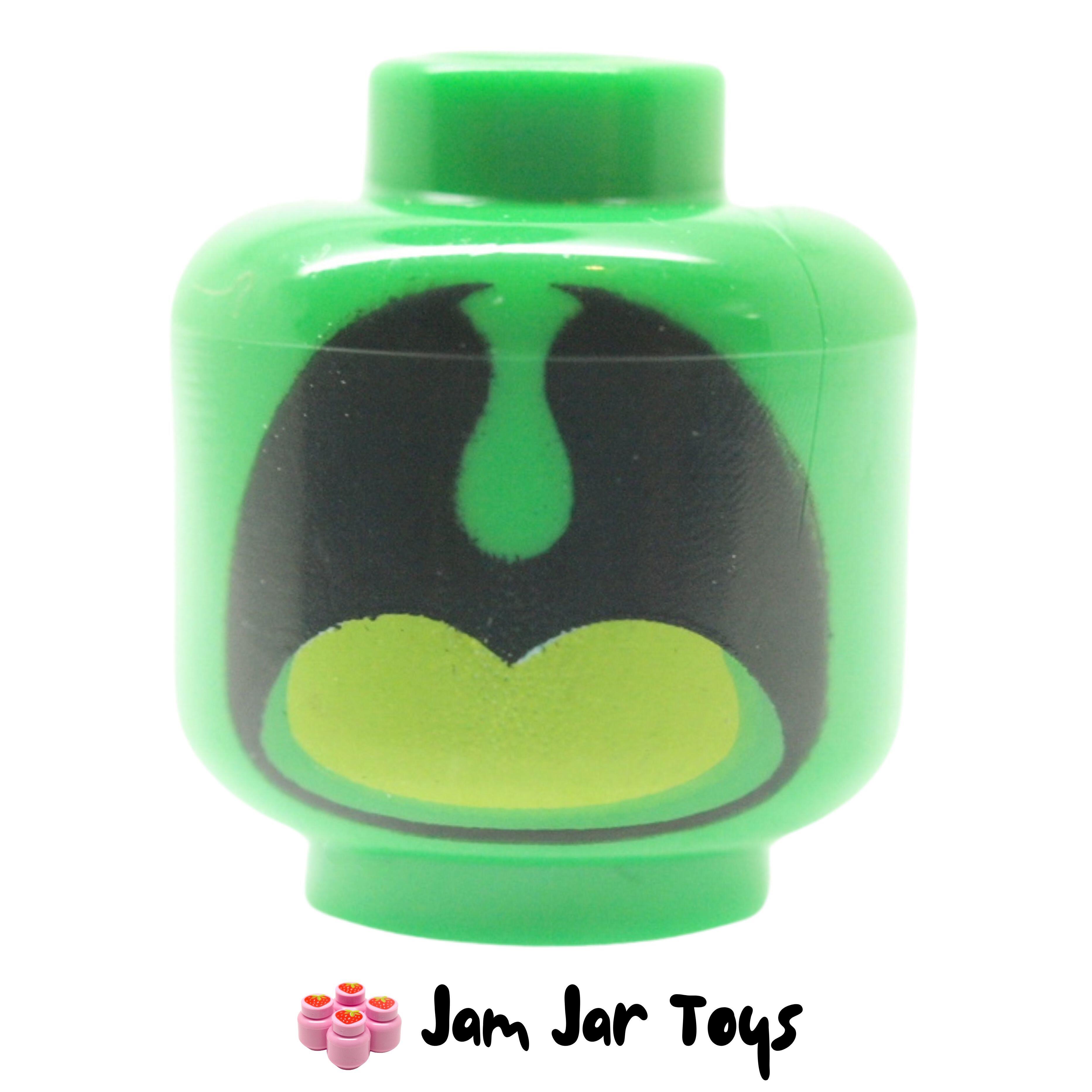 LEGO Bright Green Head, Yellow Face, Smile, Big Open Mouth. HF90