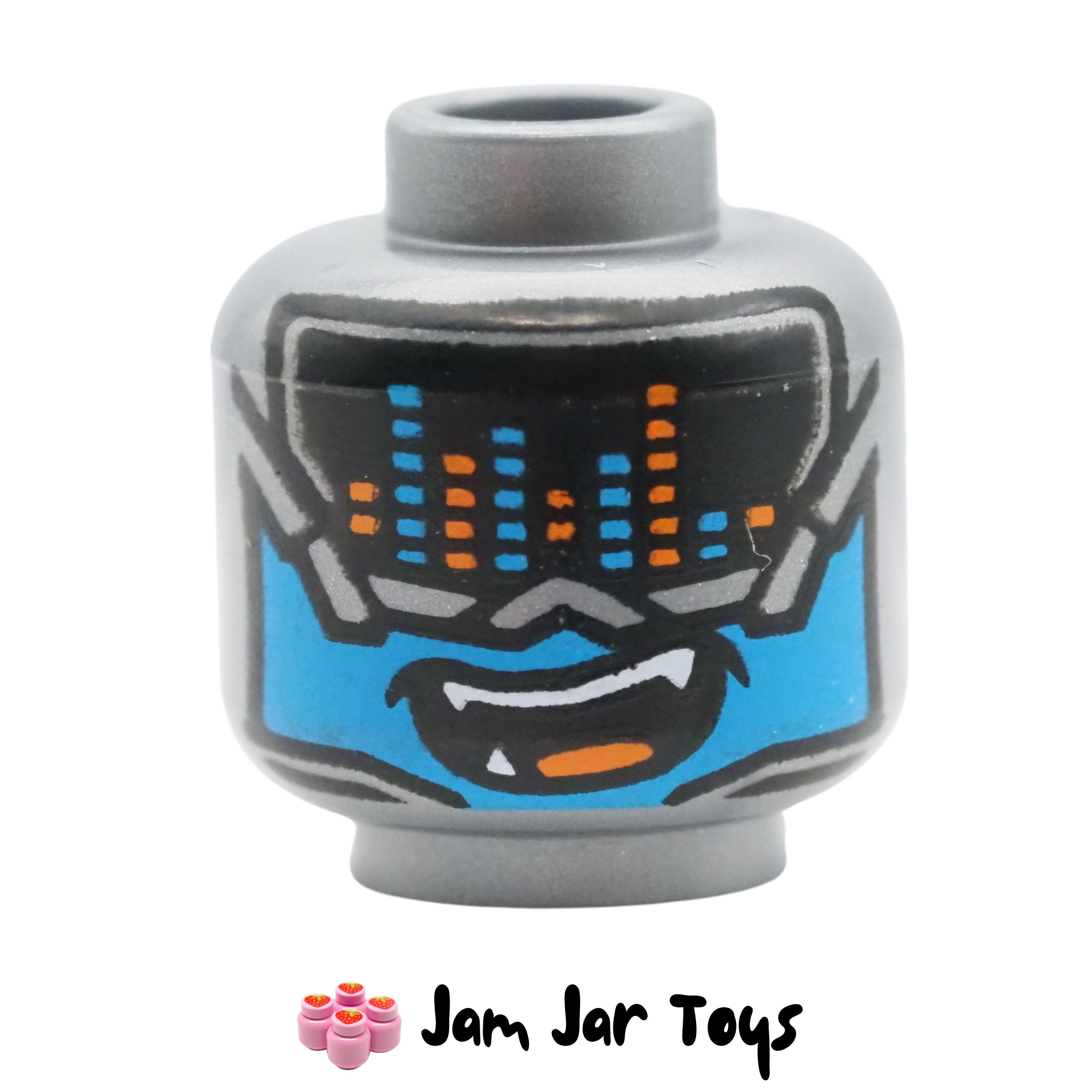 LEGO Silver / Gold Horned Demon Head, Visor with Equalizer, Orange ...