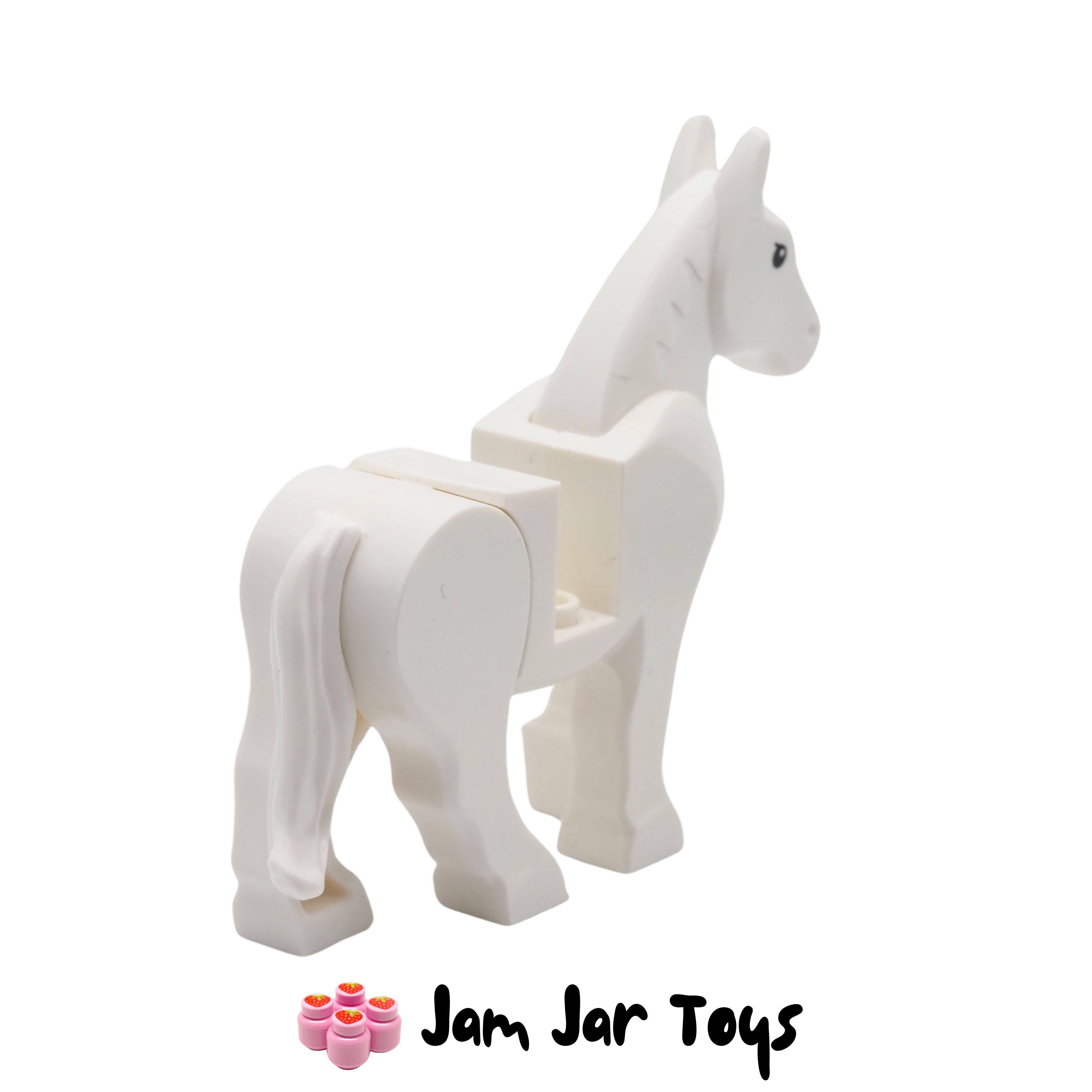LEGO Minifigure Poseable White Horse Black Eyes. F33