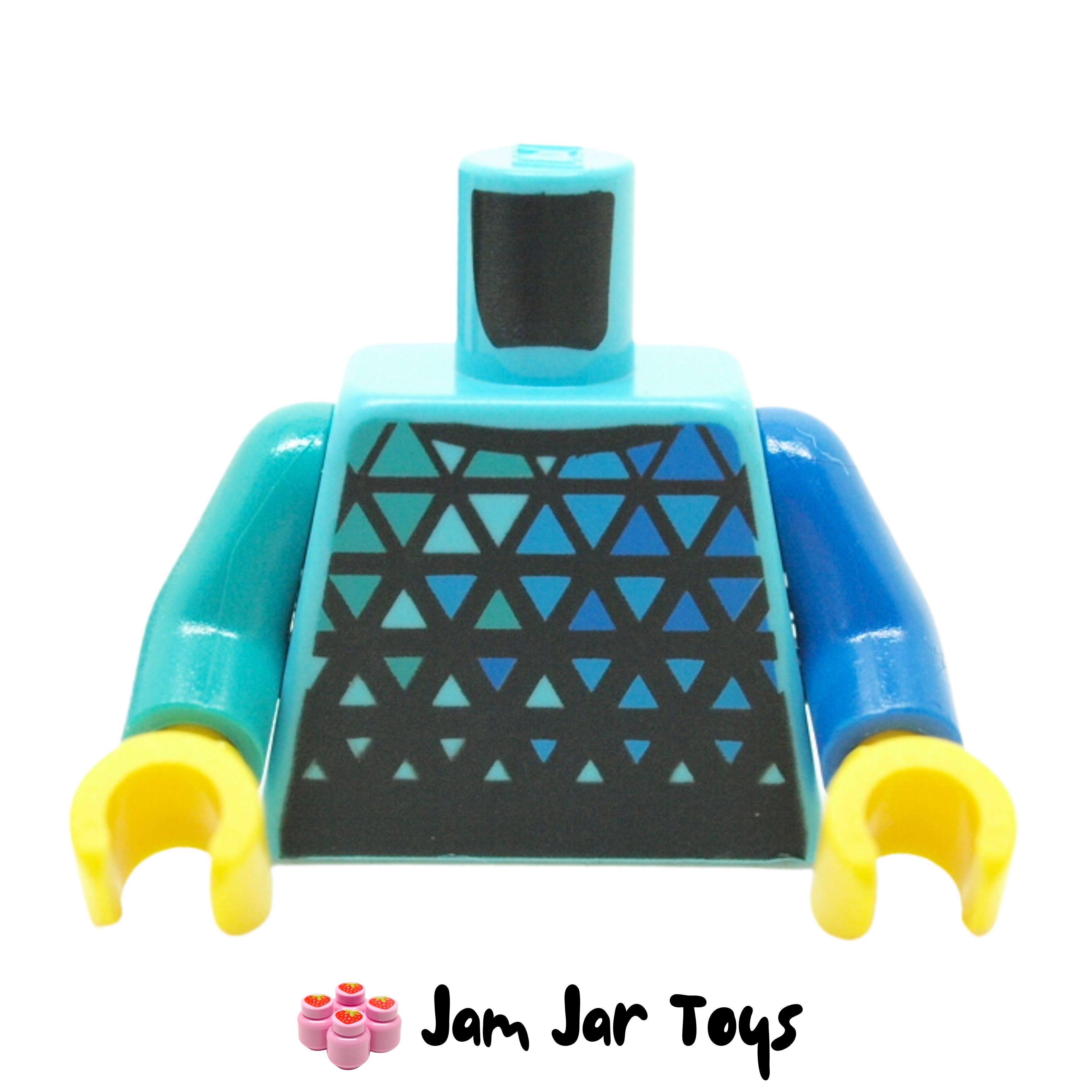 LEGO Medium Azure Torso, Black Triangles, Odd Arms. T0165