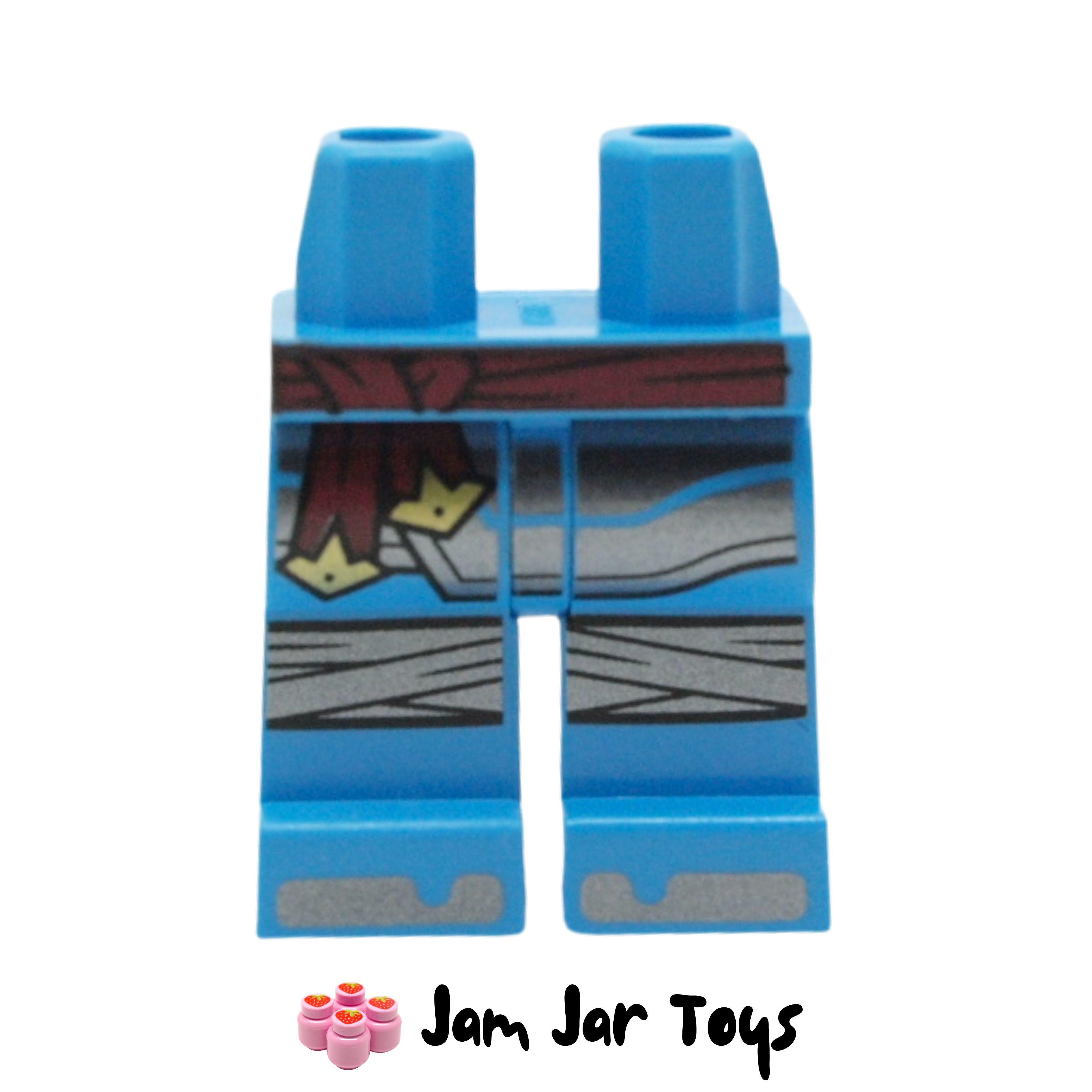 LEGO Nya Dark Azure Legs with Dark Red Belt, Silver Knee Caps, Toes. L199
