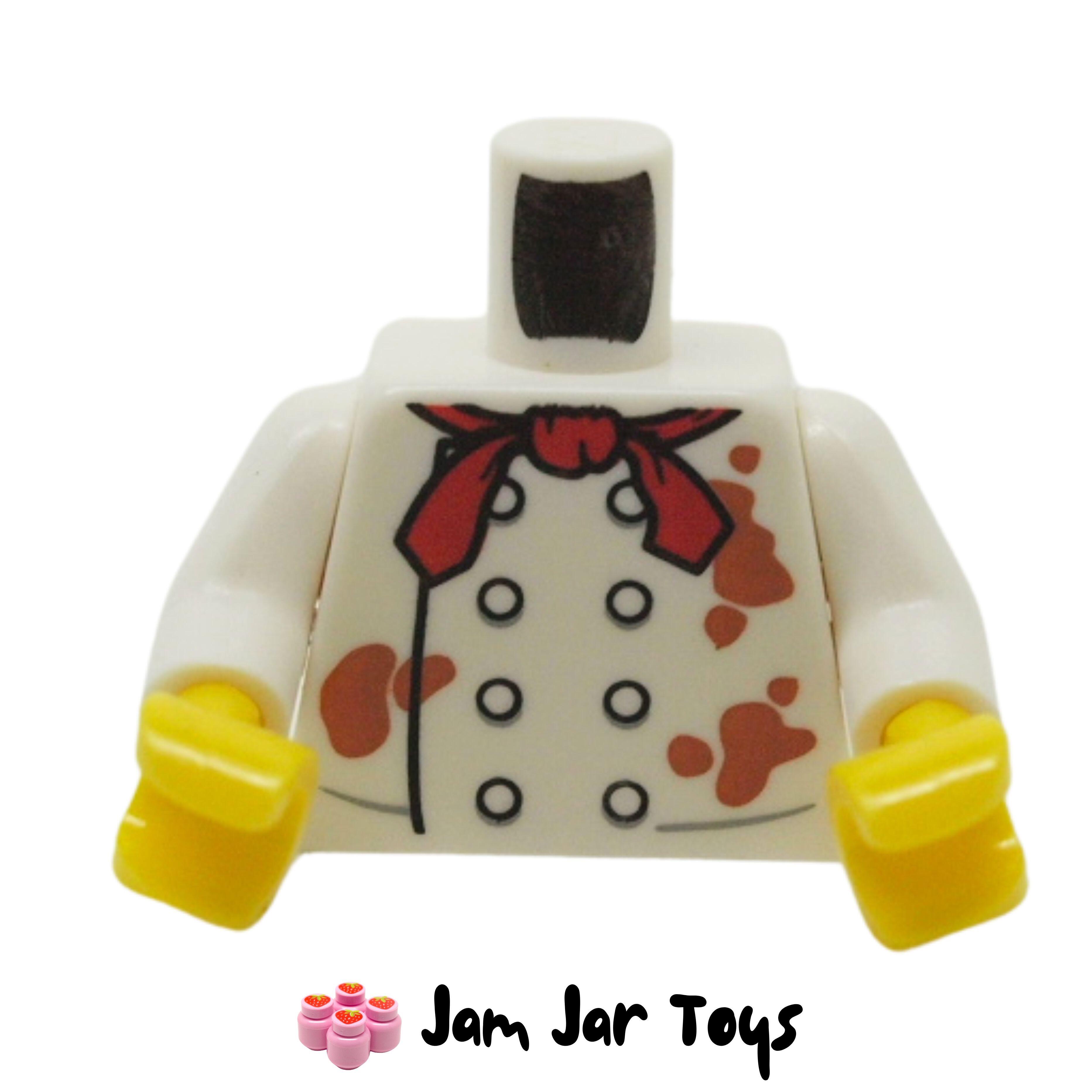 LEGO White Chef Torso 8 Buttons, Dark Orange Stains, Neckerchief. TO180
