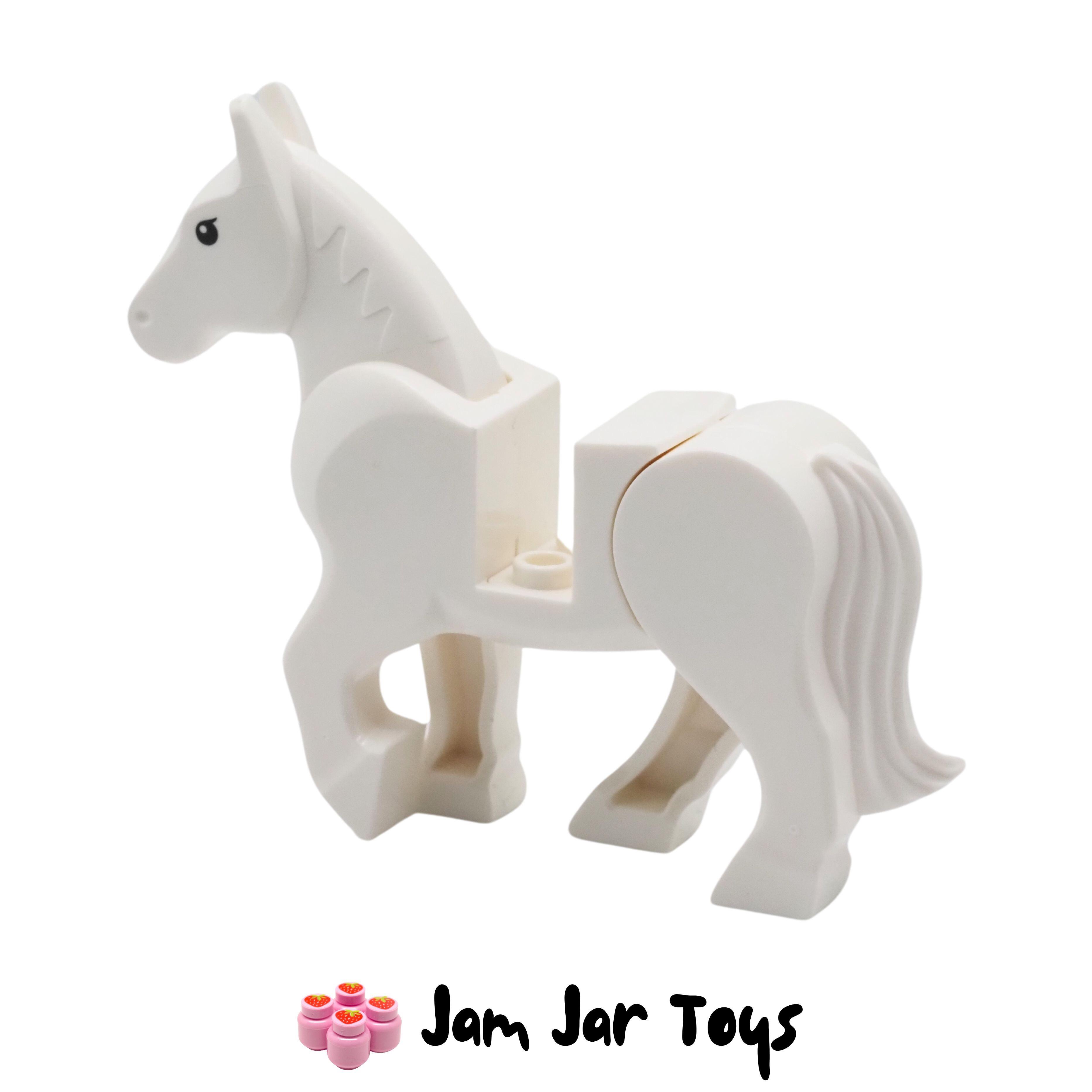LEGO Minifigure Poseable White Horse Black Eyes. F33