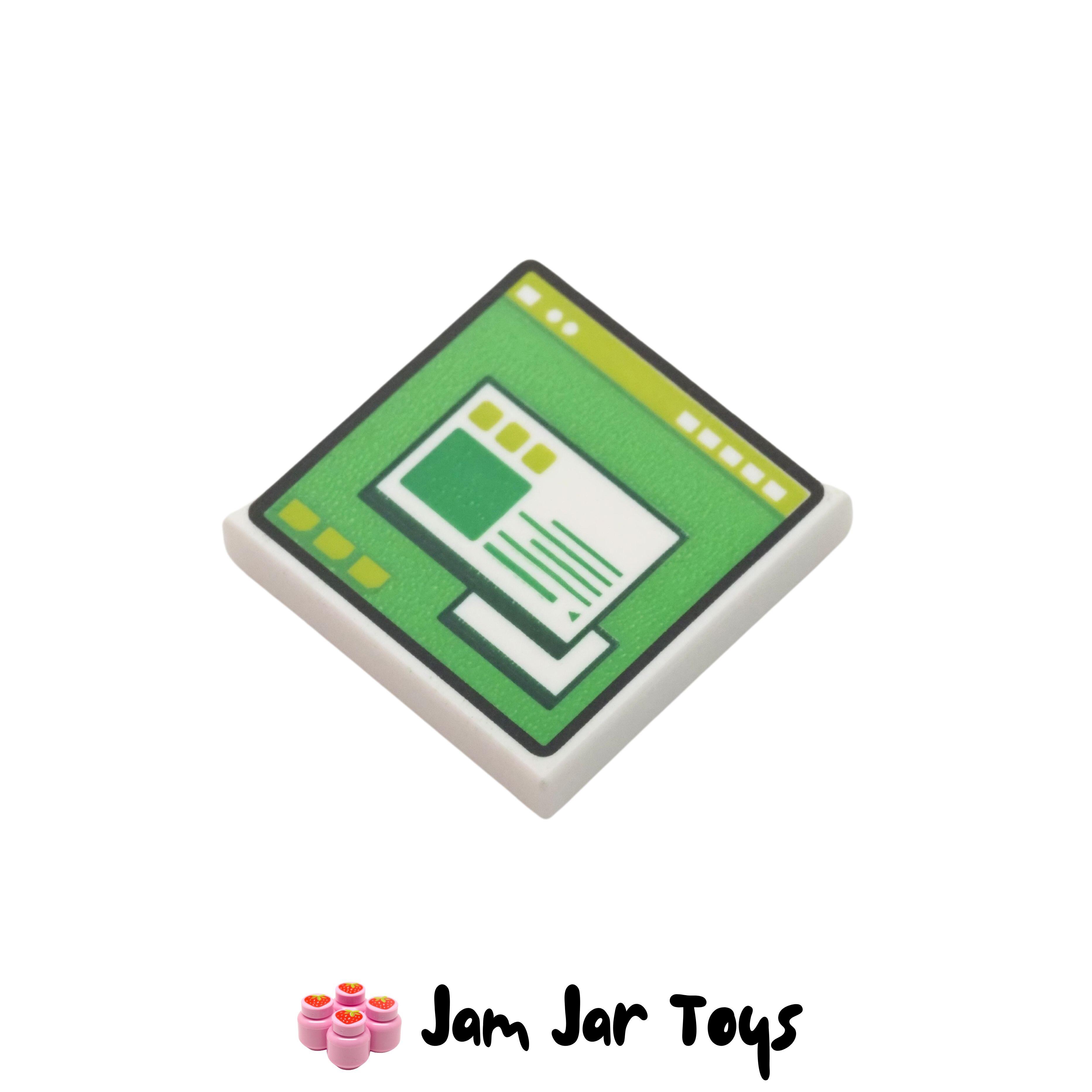 LEGO White Tile, Computer Monitor, Green Screen and Lime Buttons 2x2 PT95