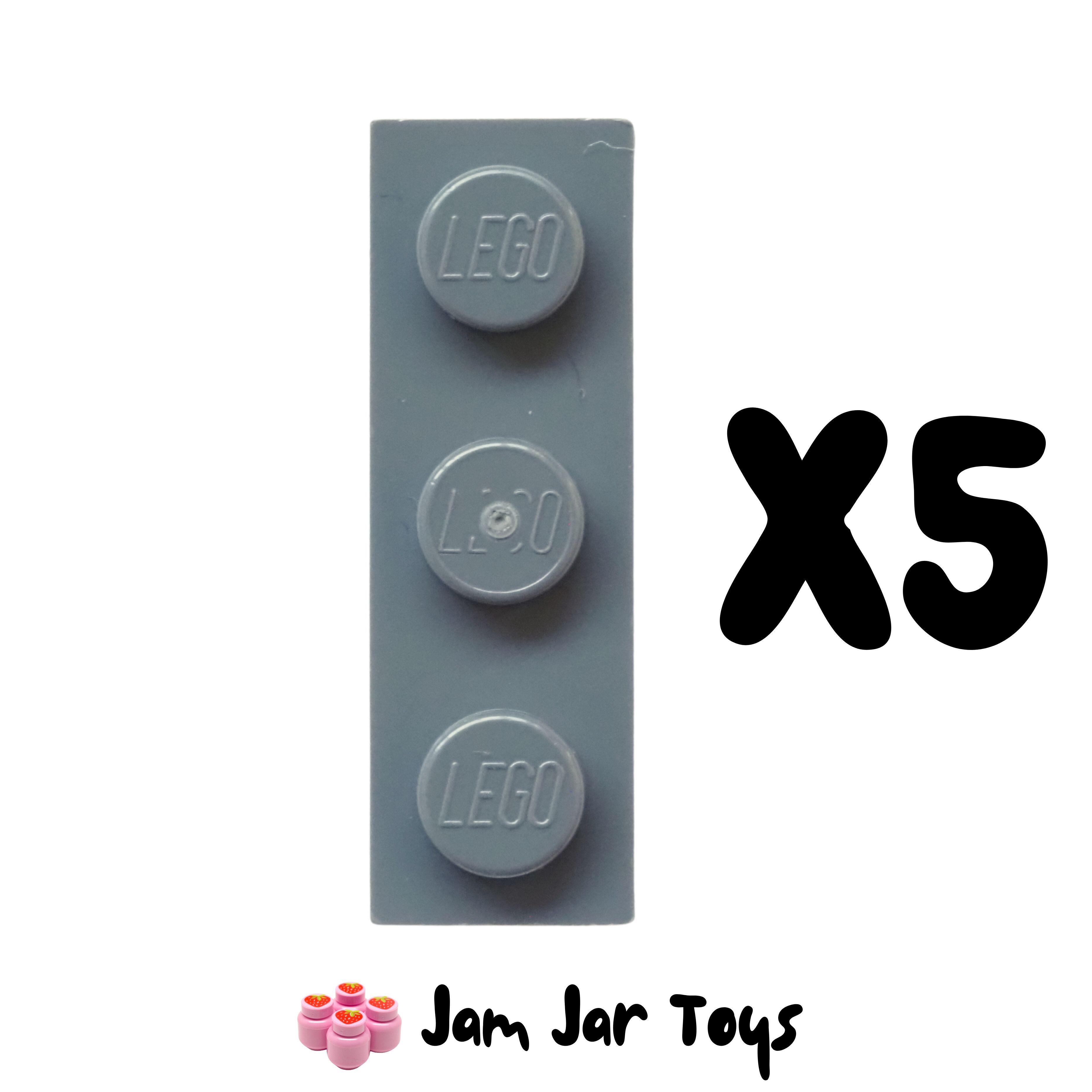 LEGO Five Dark Bluish Grey 1 x 3 Tiles. ST109