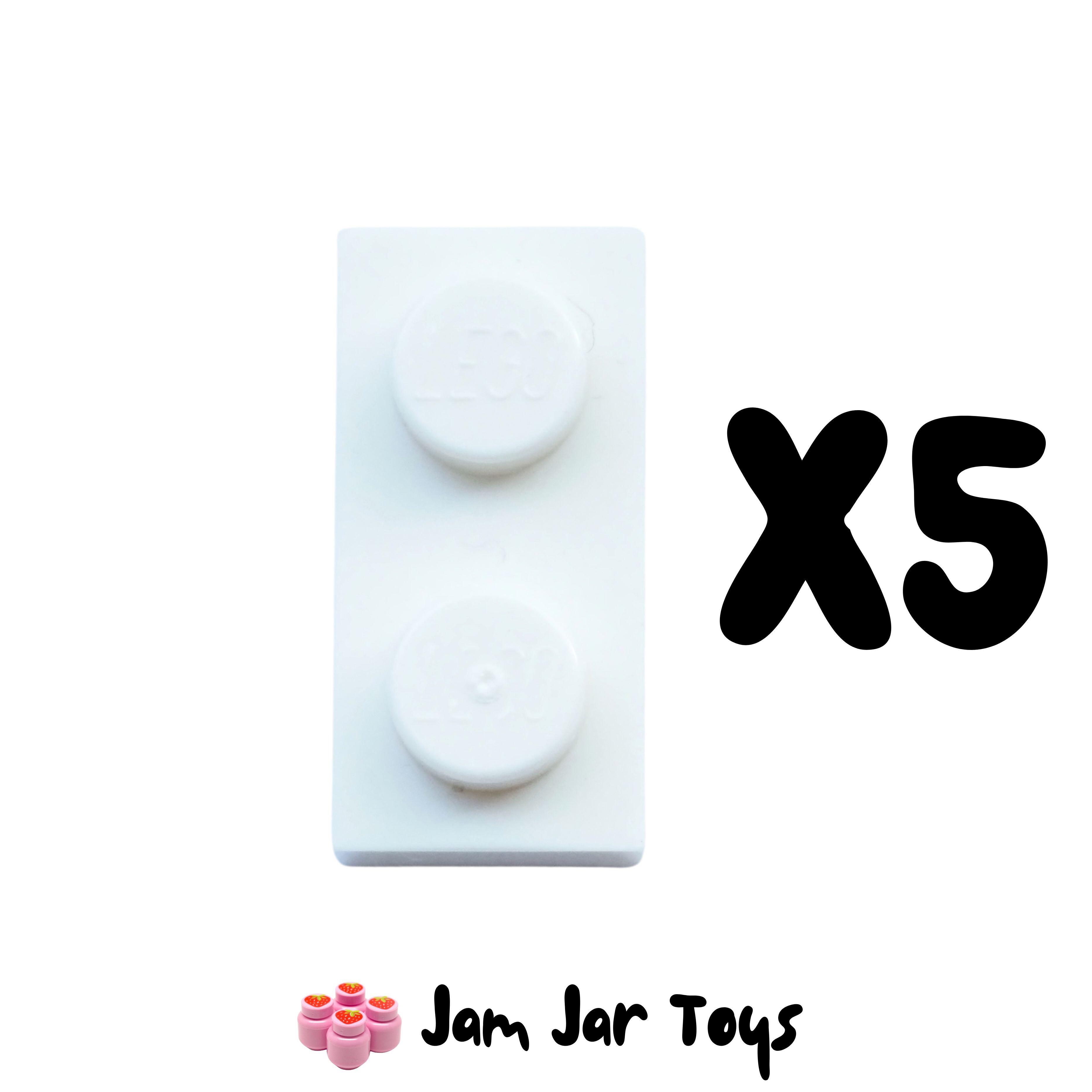 LEGO Five White 1 x 2 Tiles. ST130