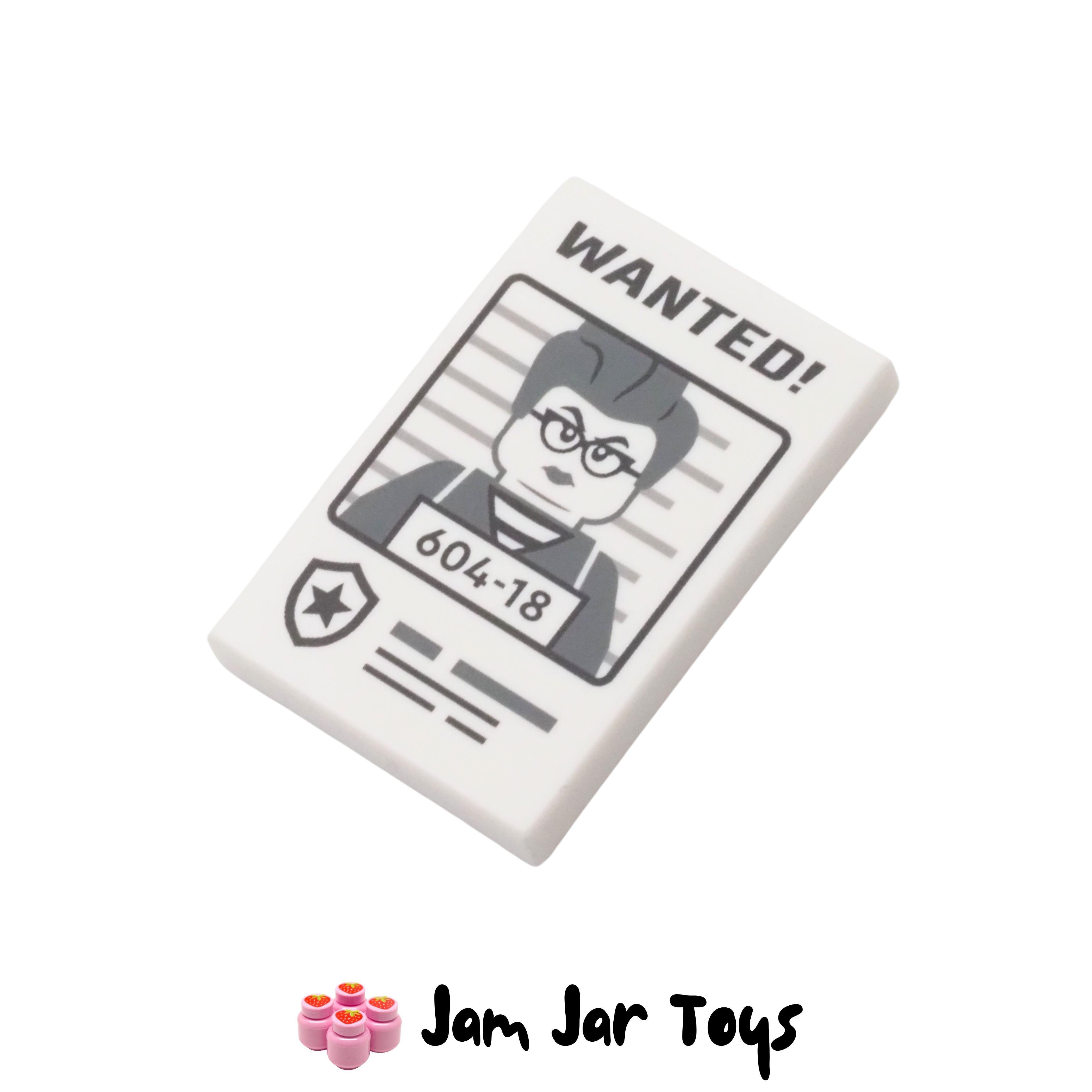 LEGO 2×3 Wanted Poster Tile – White Print | JamJarToys