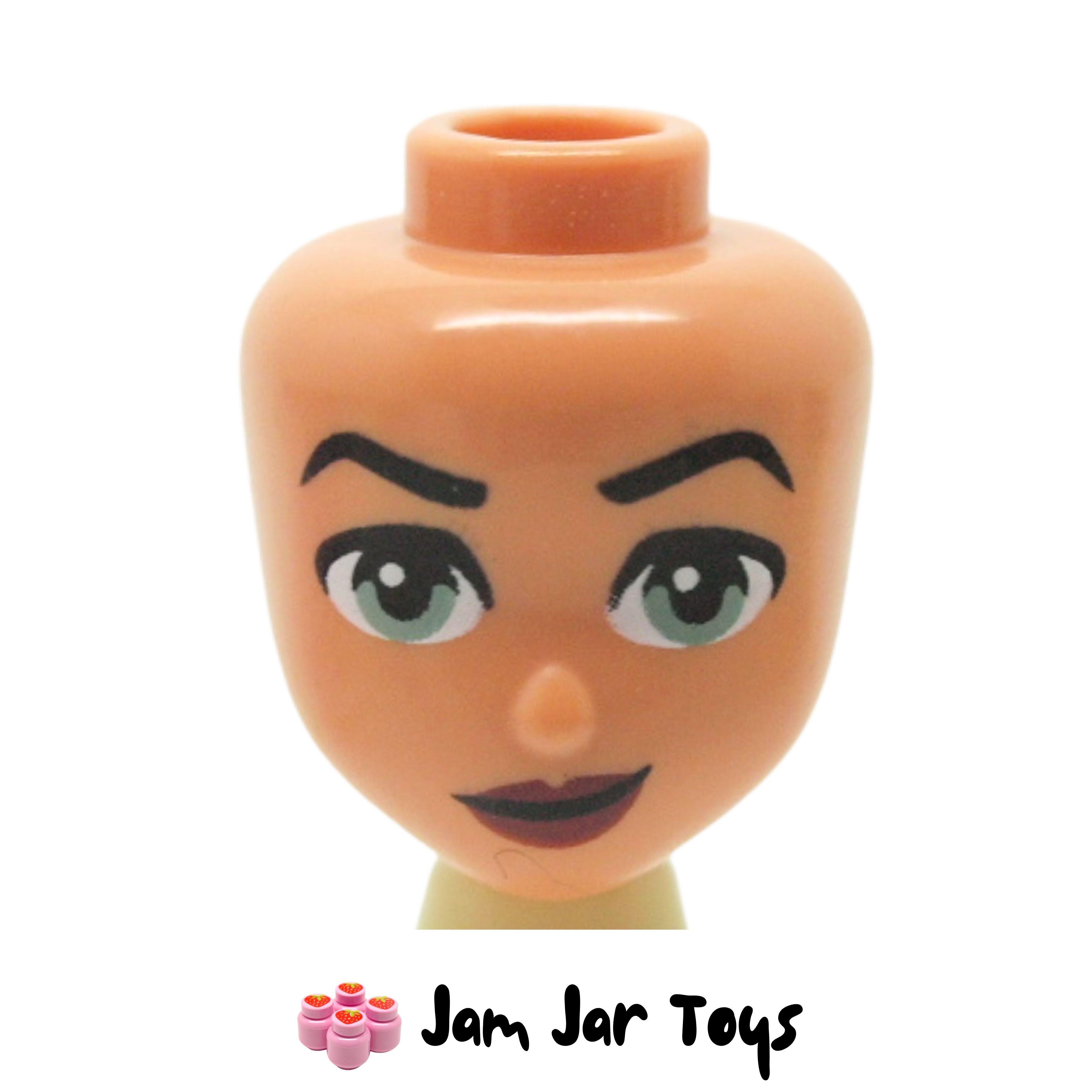 LEGO Zoe Head Nougat, Raised Eyebrows, Green Eyes, Dark Red Lips ...