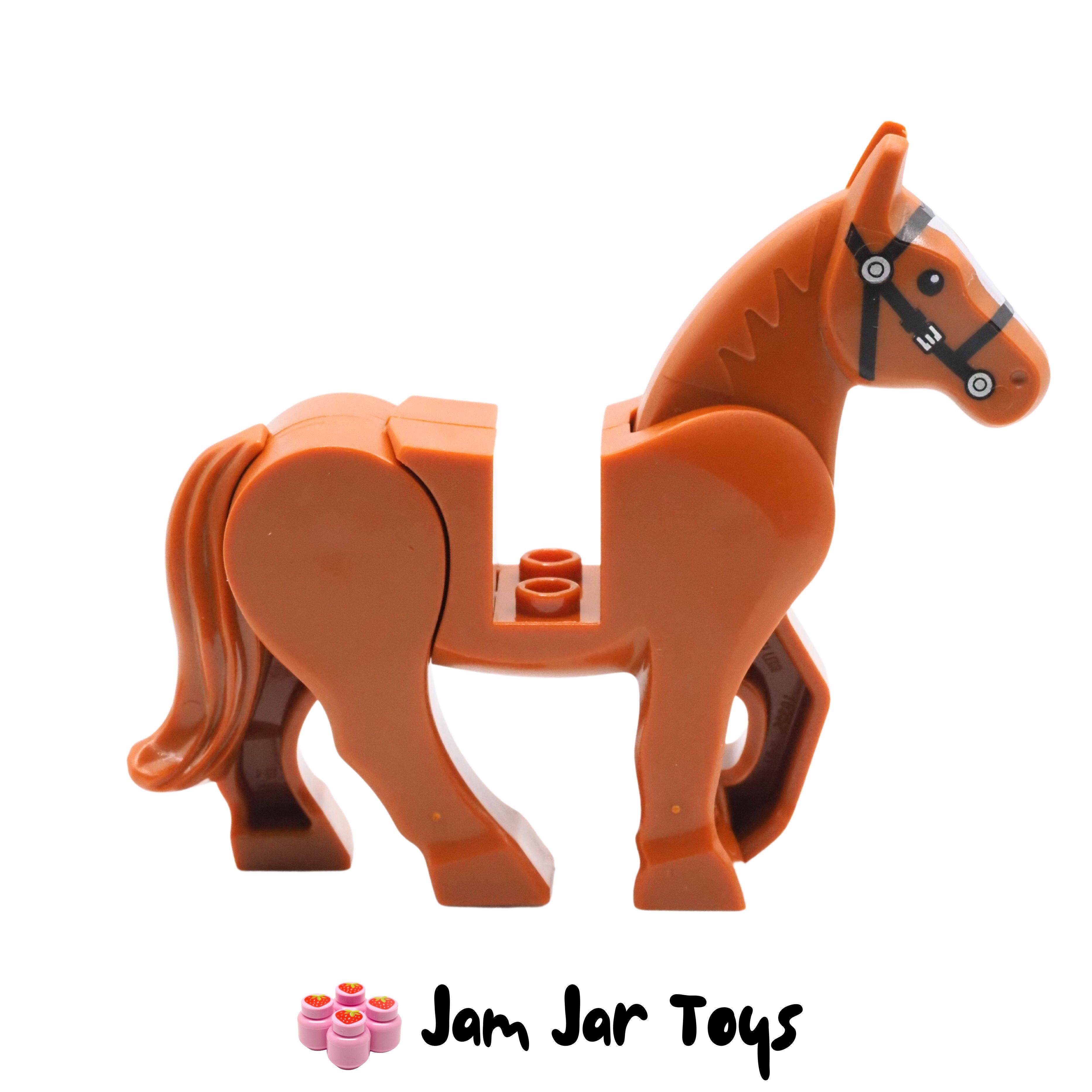 LEGO Minifigure Poseable Dark Orange, Black Bridle, White Blaze. F34