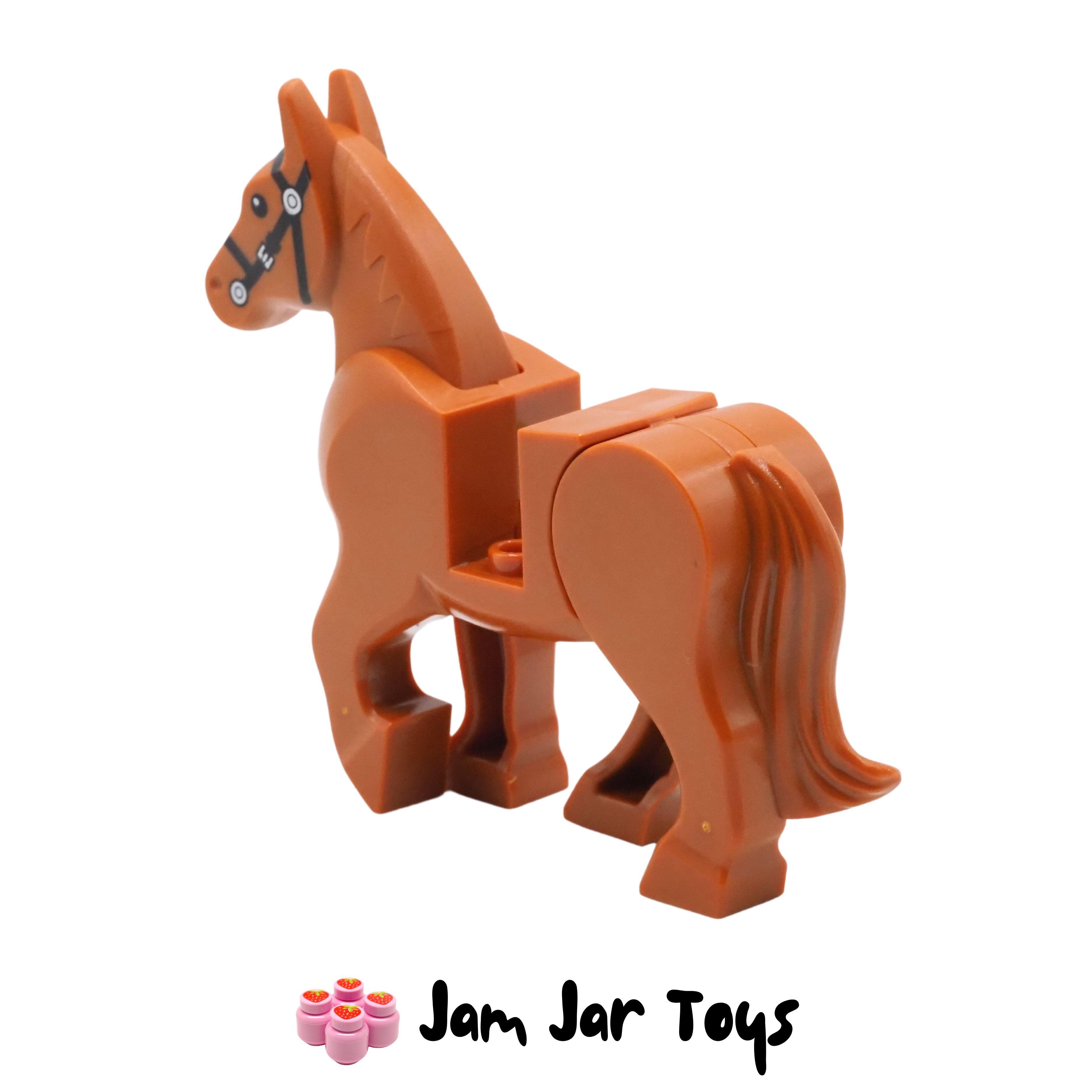 LEGO Minifigure Poseable Dark Orange, Black Bridle, White Blaze. F34