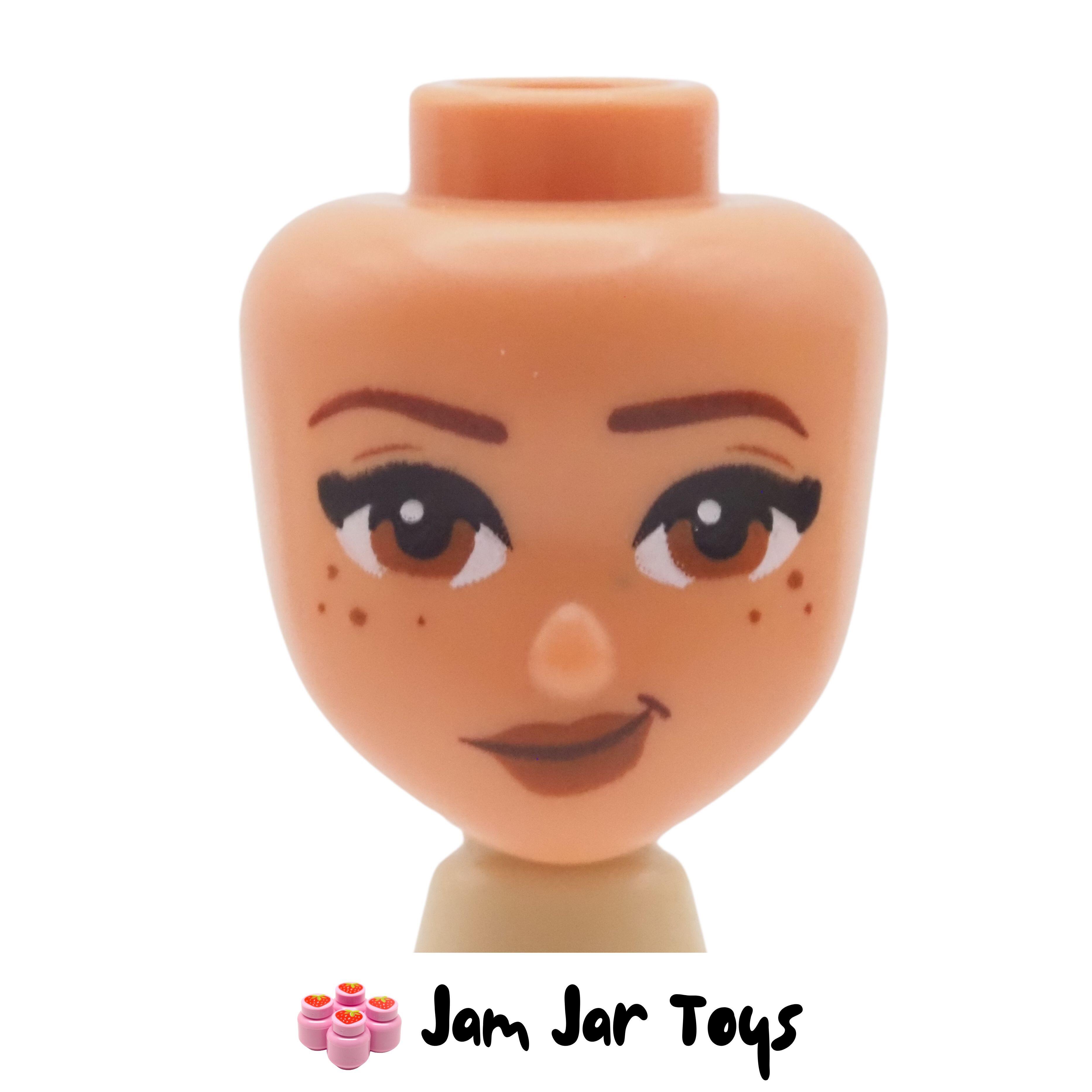 LEGO Sara Nougat Head, Dark Red Eyebrows, Freckles, Lopsided Smile. MDH142