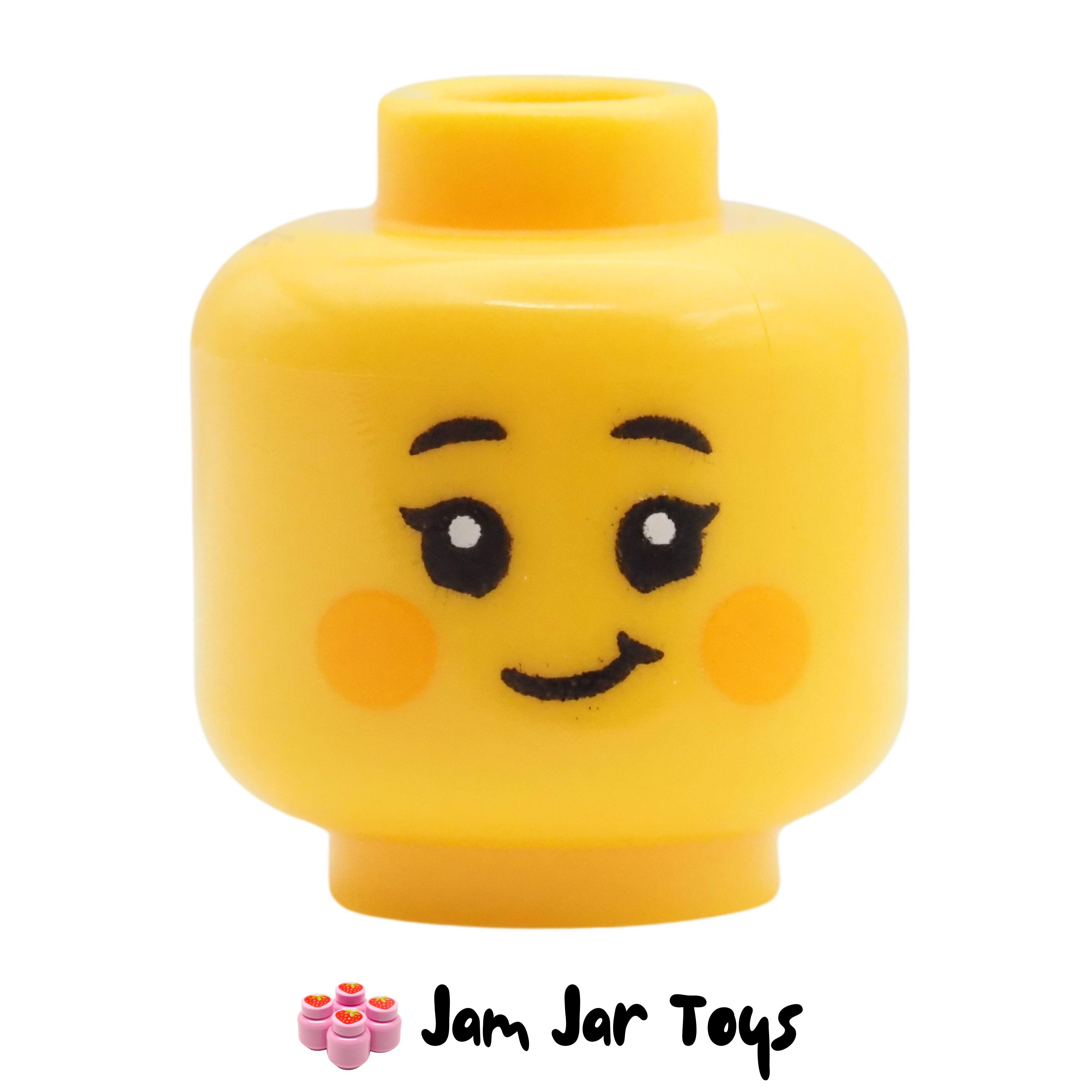 LEGO Mushroom Sprite Head Bright Light Orange Cheeks, Lopsided Grin ...