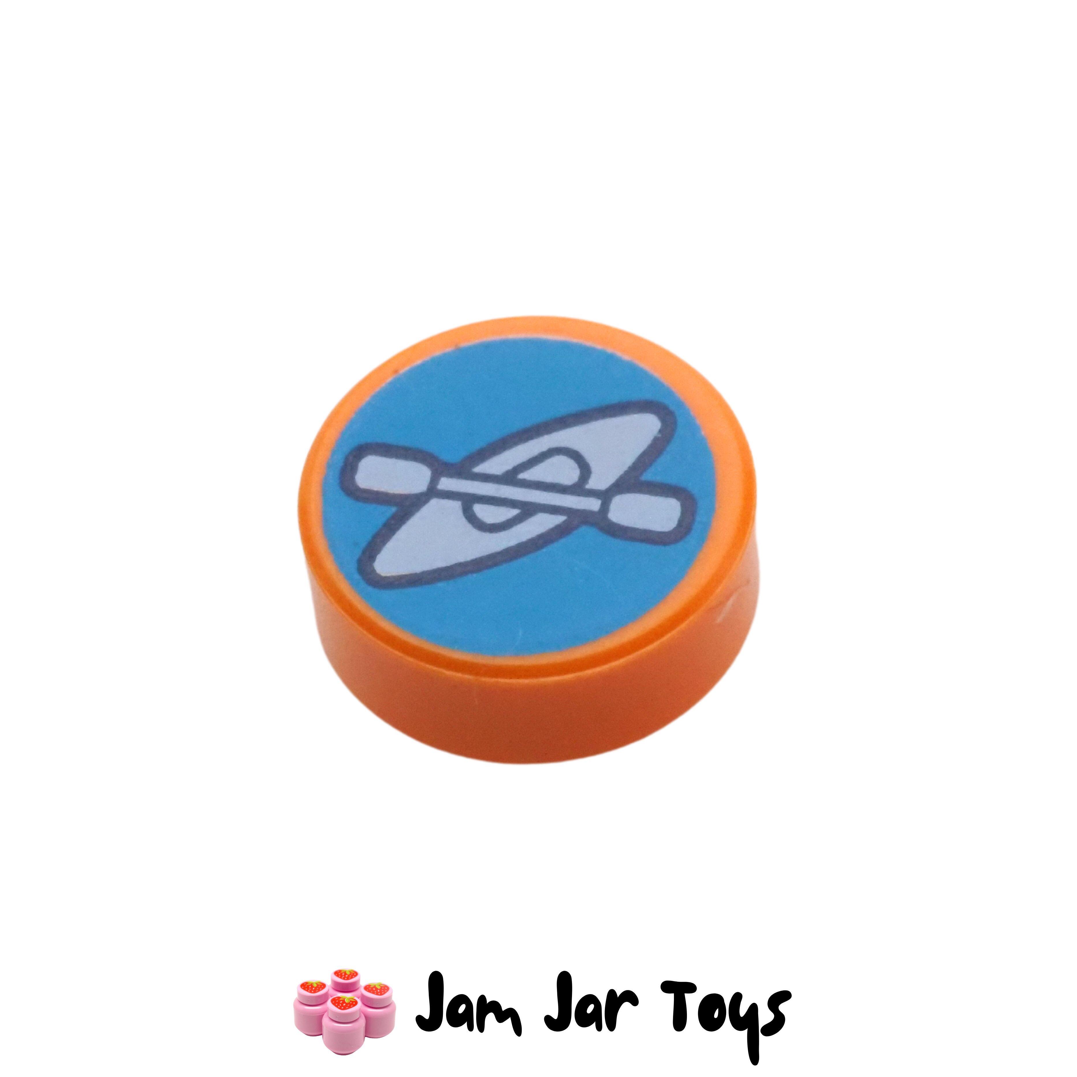 LEGO Orange Round 1 x 1 Kayak Badge Tile. PT121