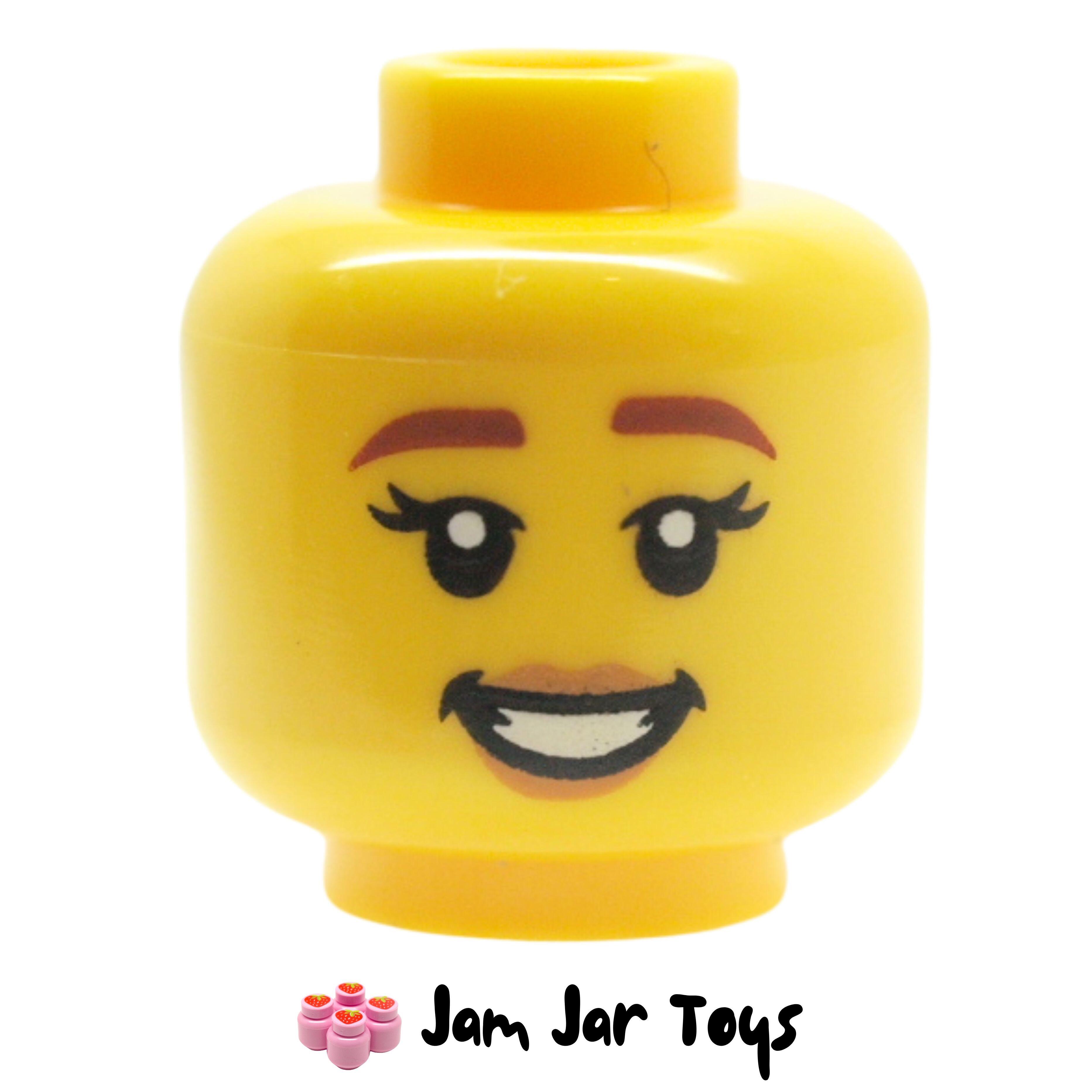 LEGO Betsy Bass Head, Brown Eyebrows, Dark Tan Lips, Black Eyemask ...