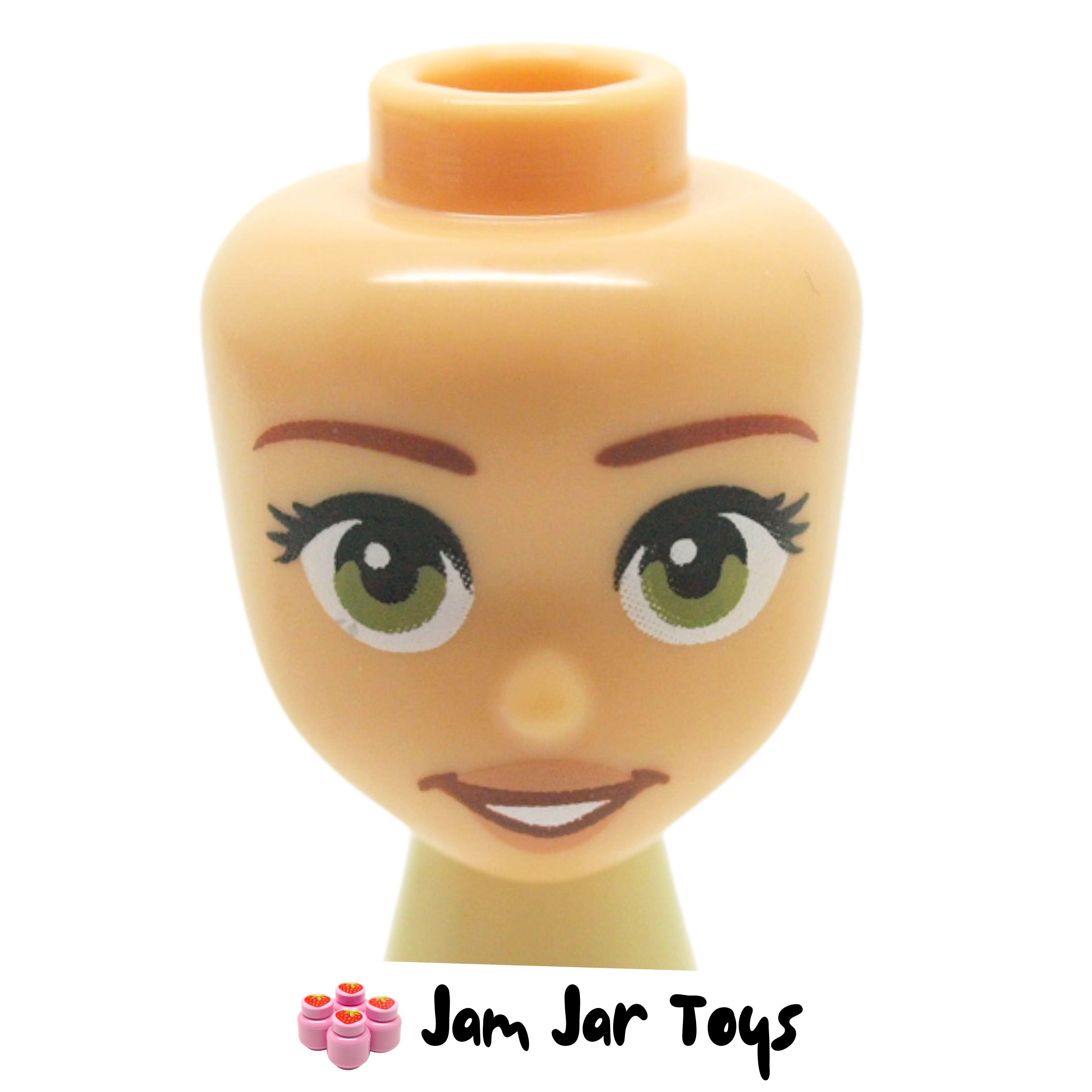 LEGO Ivana Head, Warm Tan, Olive Green Eyes, Dark Red Lips, Open Mouth ...