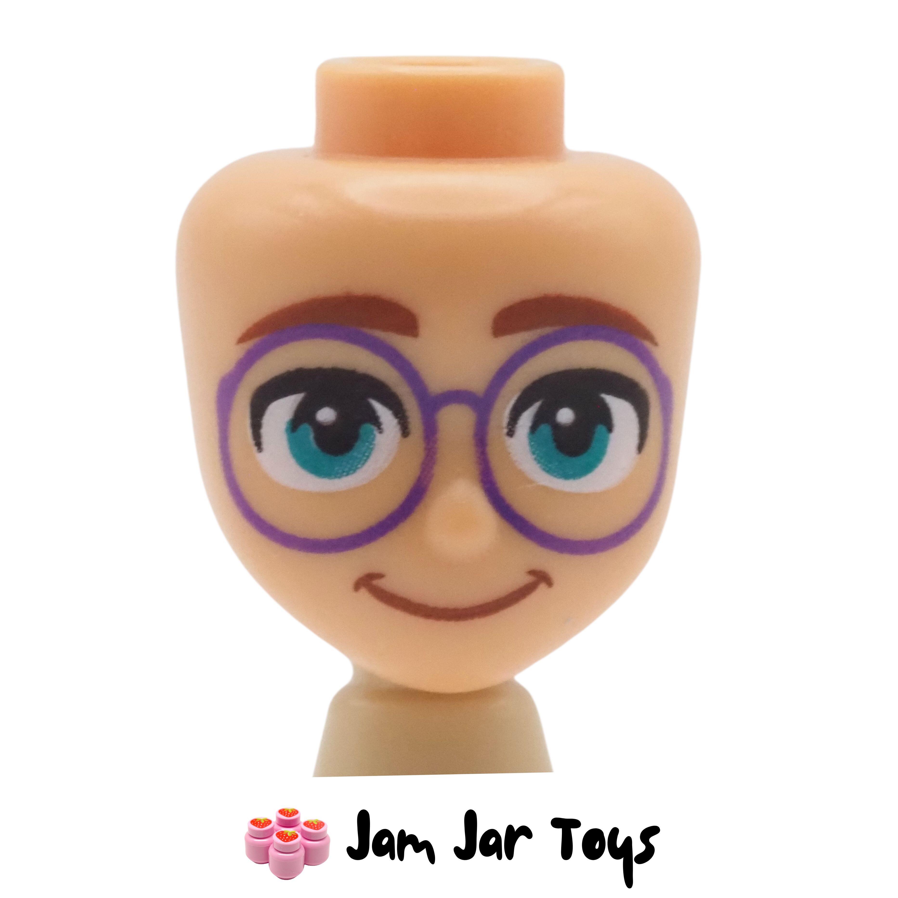 LEGO Olly Warm Tan Head, Dark Tan Eyebrows, Dark Purple Glasses, Bright ...