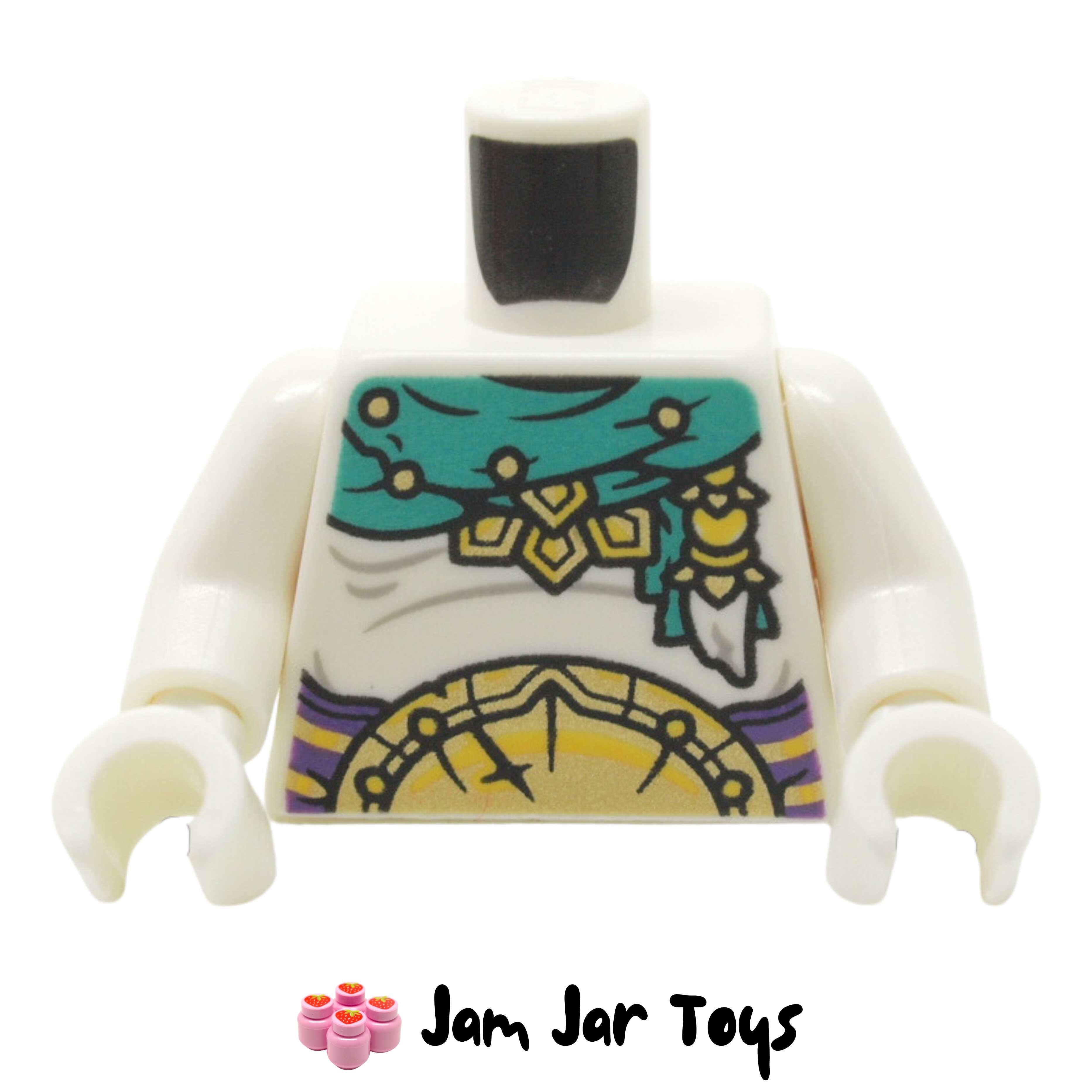 LEGO White Torso, Dark Turquoise Scarf/Cloak, Dark Purple Belt, Gold ...