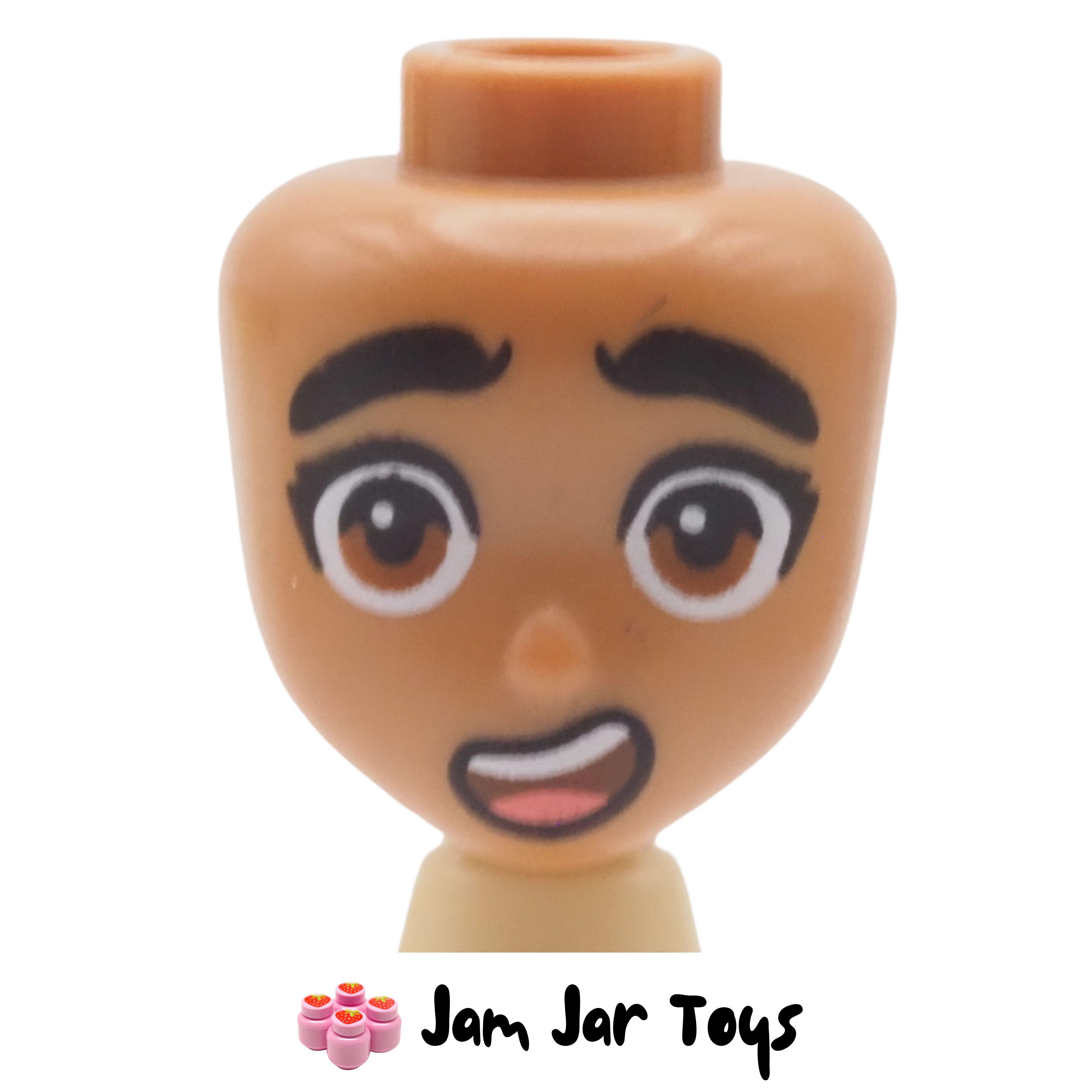 LEGO Medium Nougat Head, Scared, Thick Black Eyebrows, Brown Eyes. MDH141