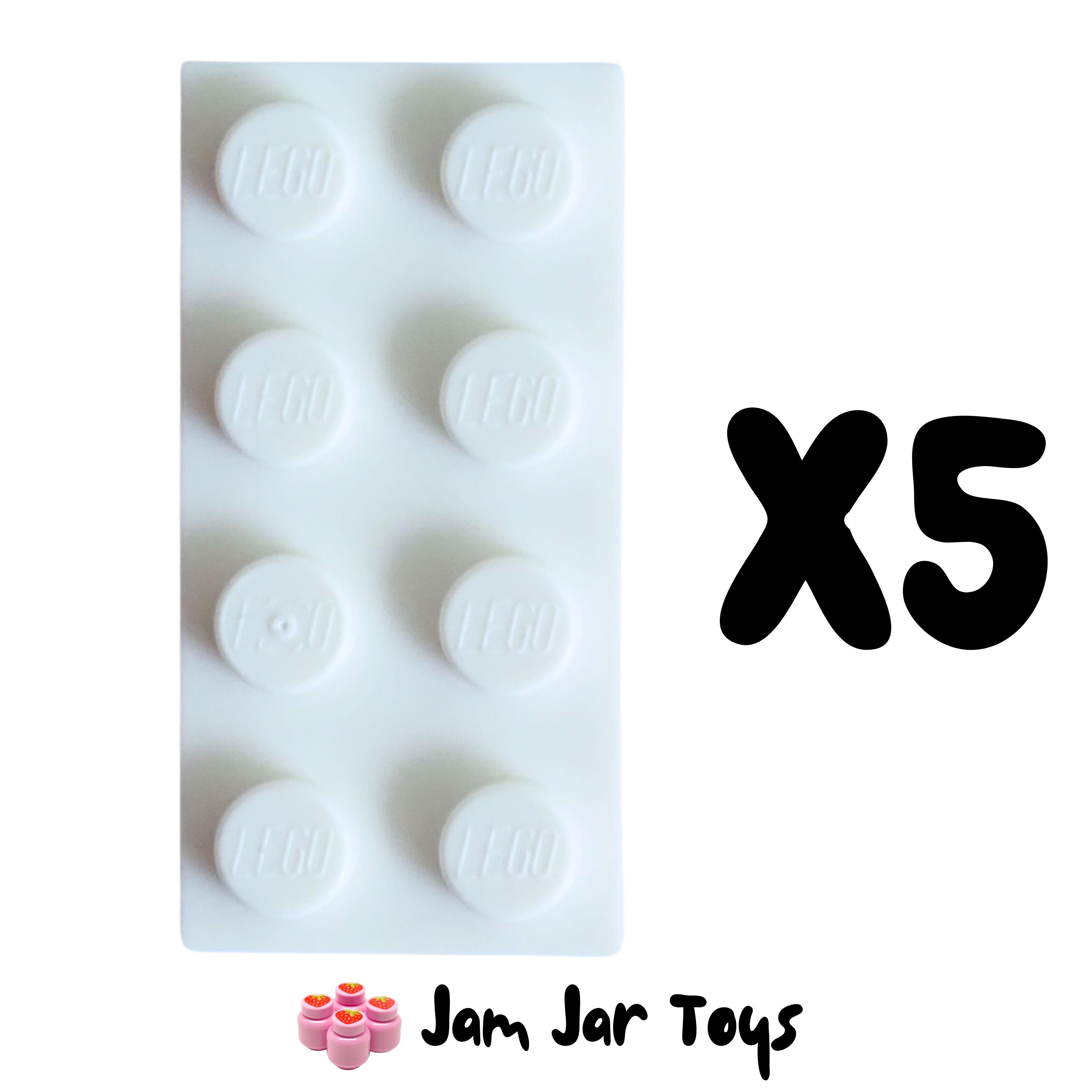 LEGO Five White 2 x 4 Tiles. ST7