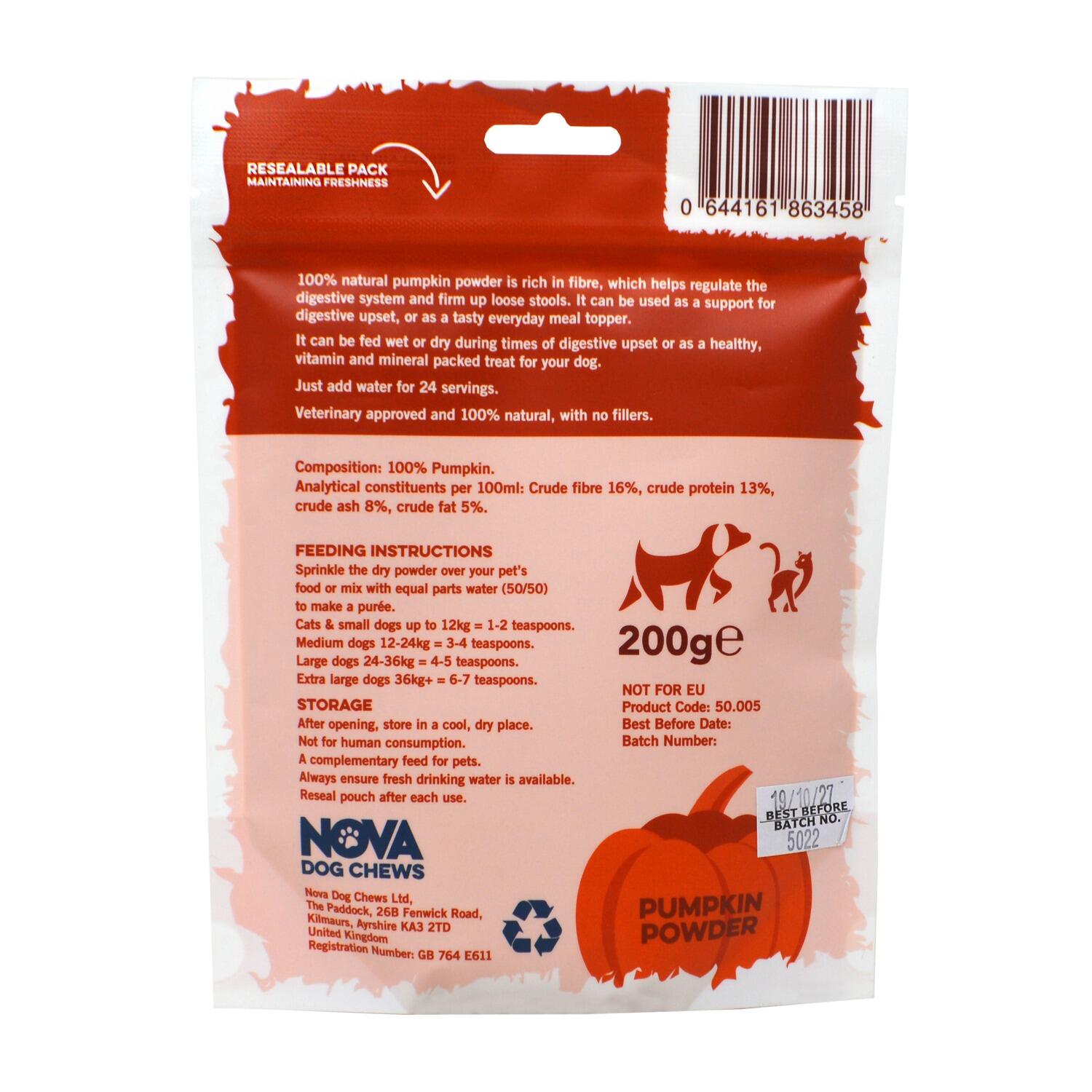 Nova Dog Chews Pumpkin Powder for Cats and Dogs 200g