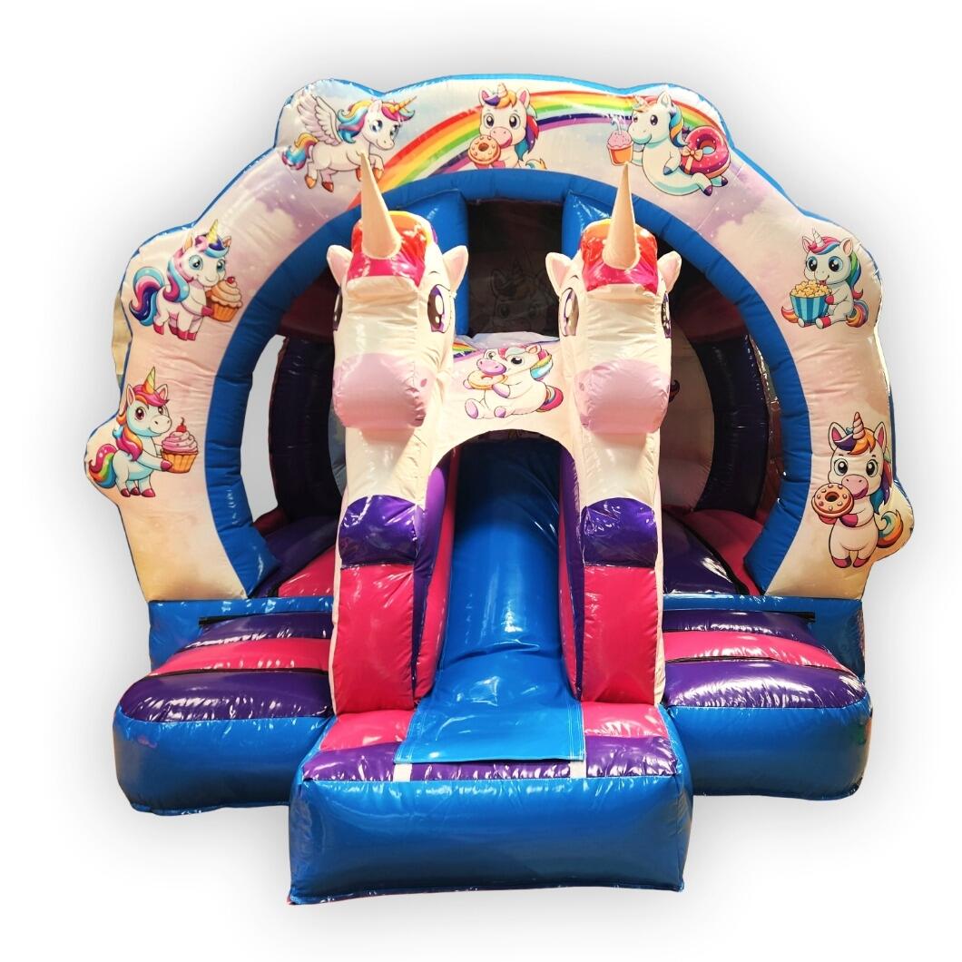 12ft x 15ft 3D Twin Unicorn Curved Front Slide Combo