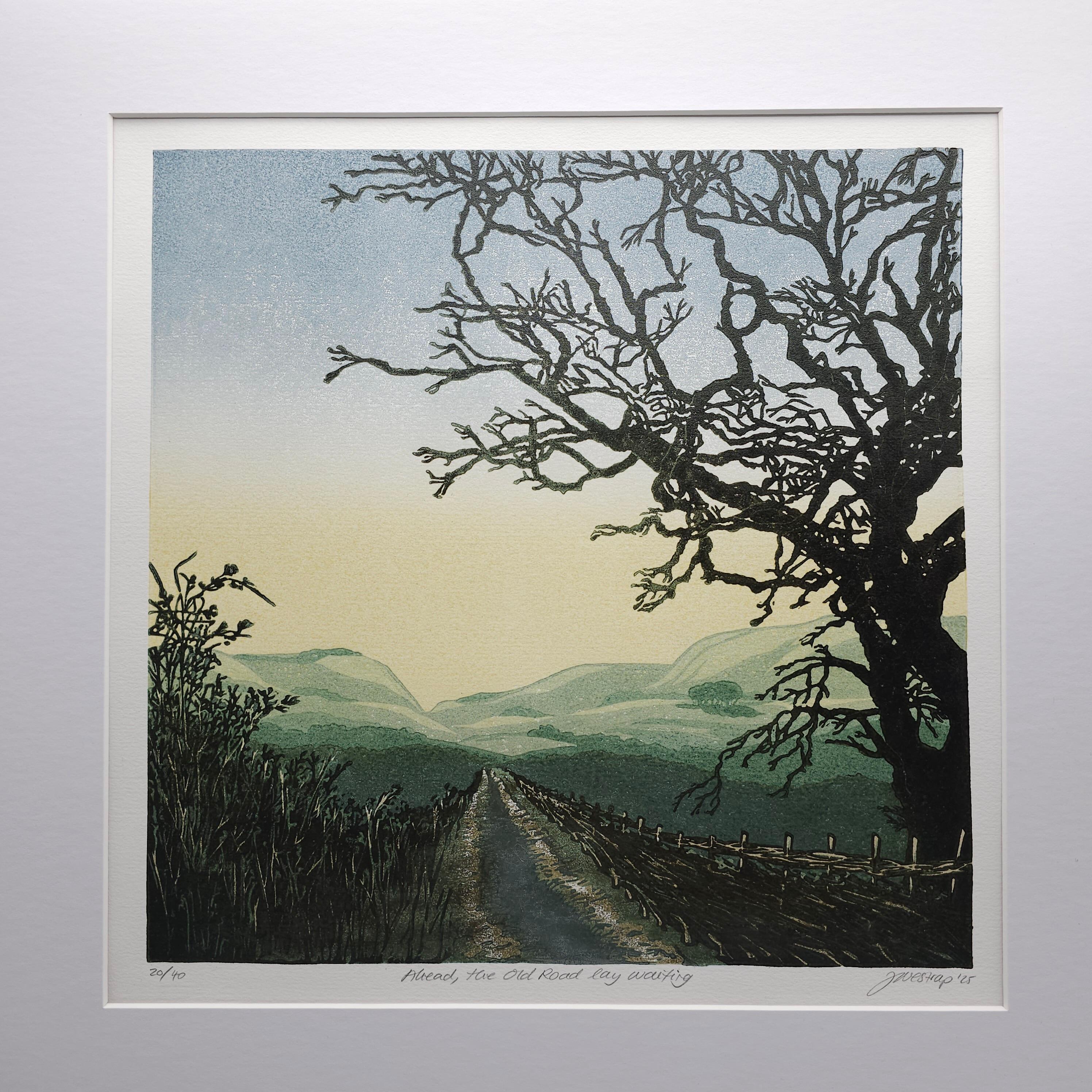 Ahead, the Old Road Lay Waiting - Original Linocut