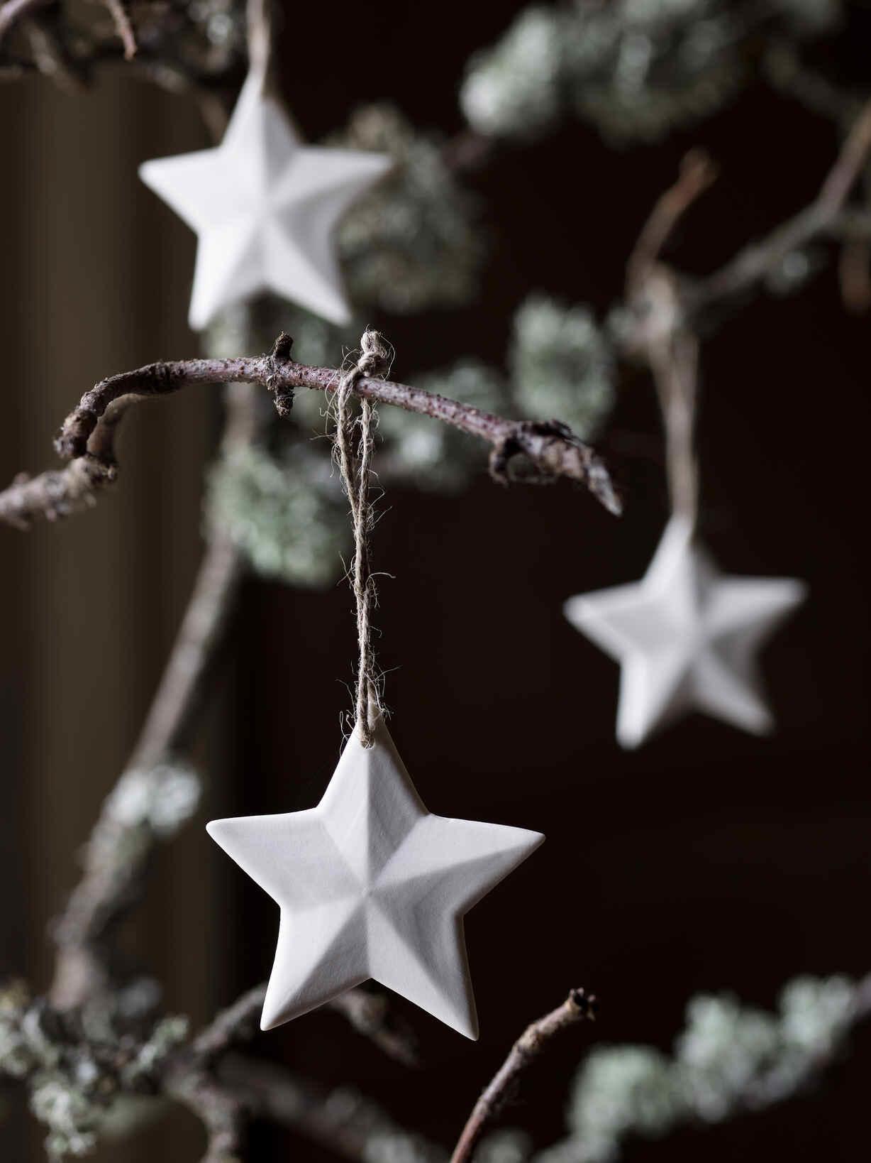 Handmade Porcelain Star Set | Star Christmas Tree Decorations