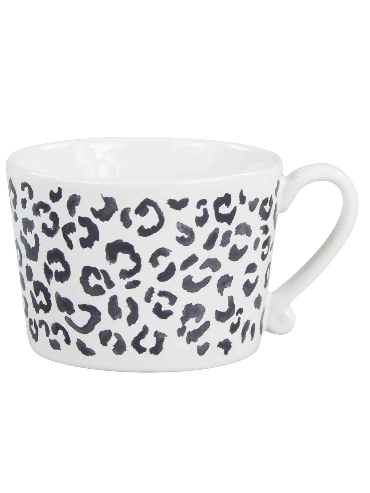 Monochrome Leopard Print Mug | White Leopard Coffee Mug