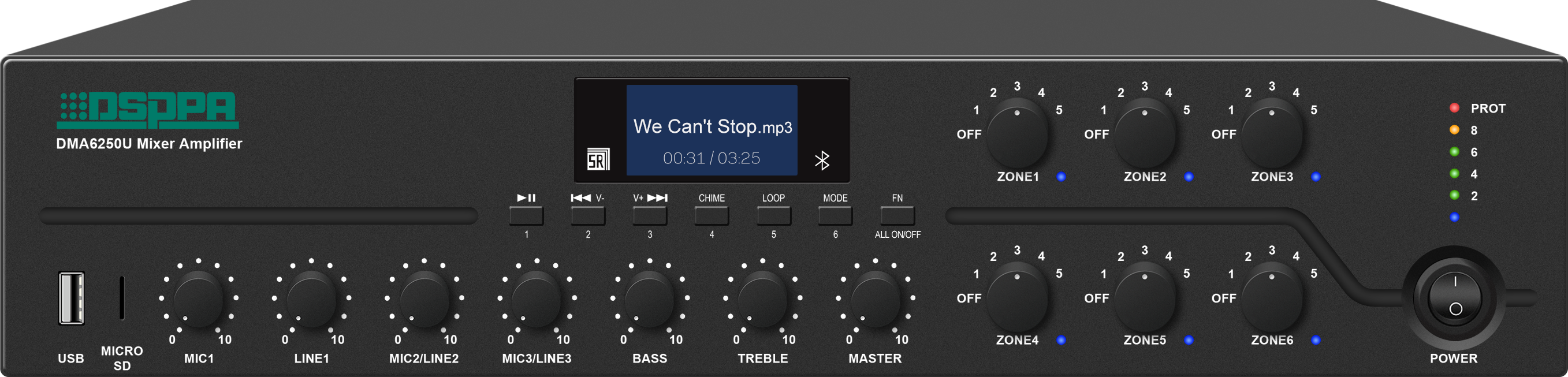 DMA6250U 250W 6 zone amplifier with fire mute