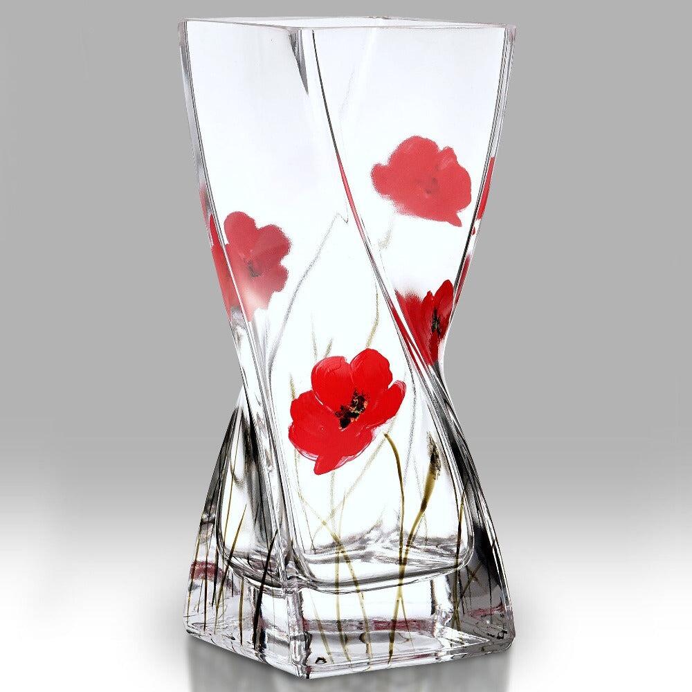 Nobile Glass Poppy Fields Twist Vase 20cm