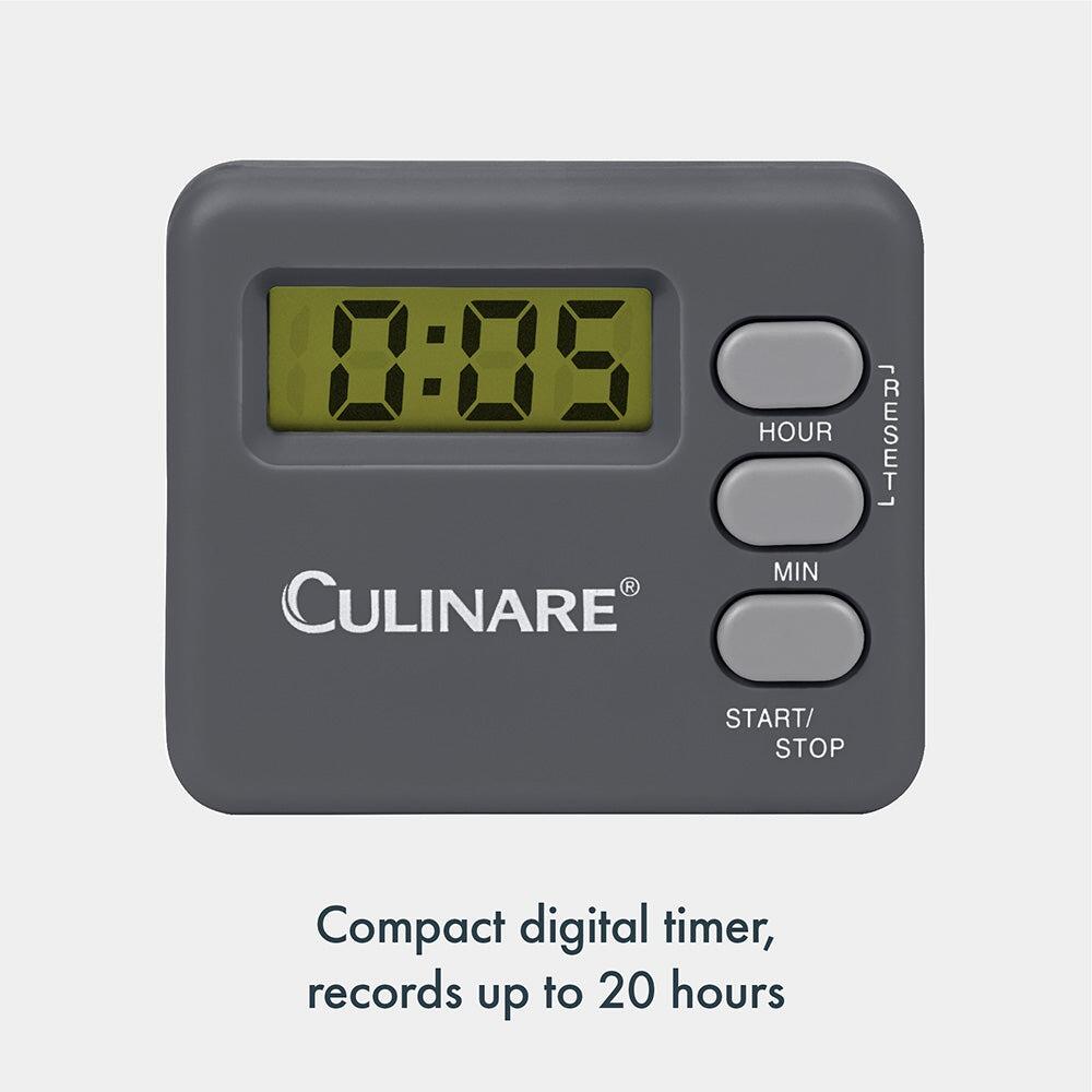 Culinare Digitimer Grey Digital Kitchen Timer Magnetic Clip on or Stand