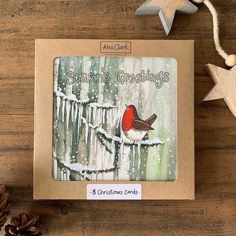 Alex Clark Christmas Robin Box Set of 8 Cards