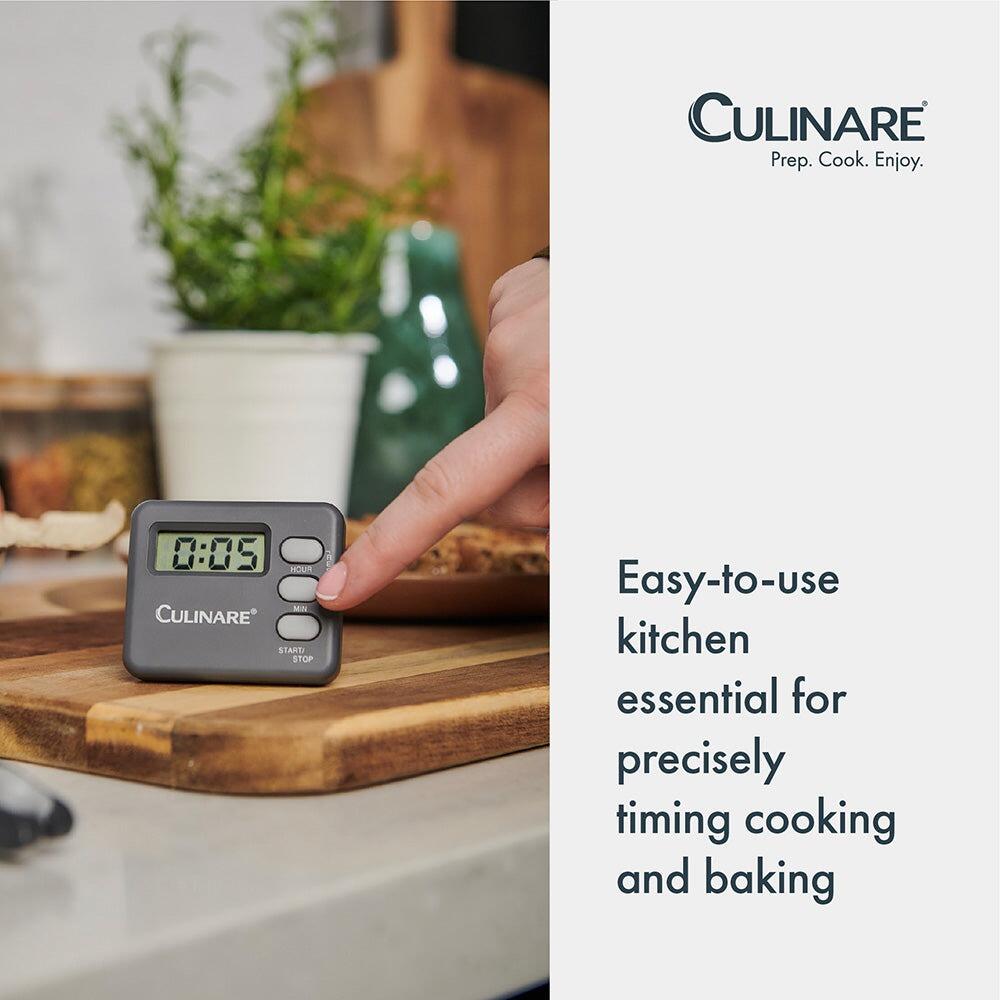Culinare Digitimer Grey Digital Kitchen Timer Magnetic Clip on or Stand