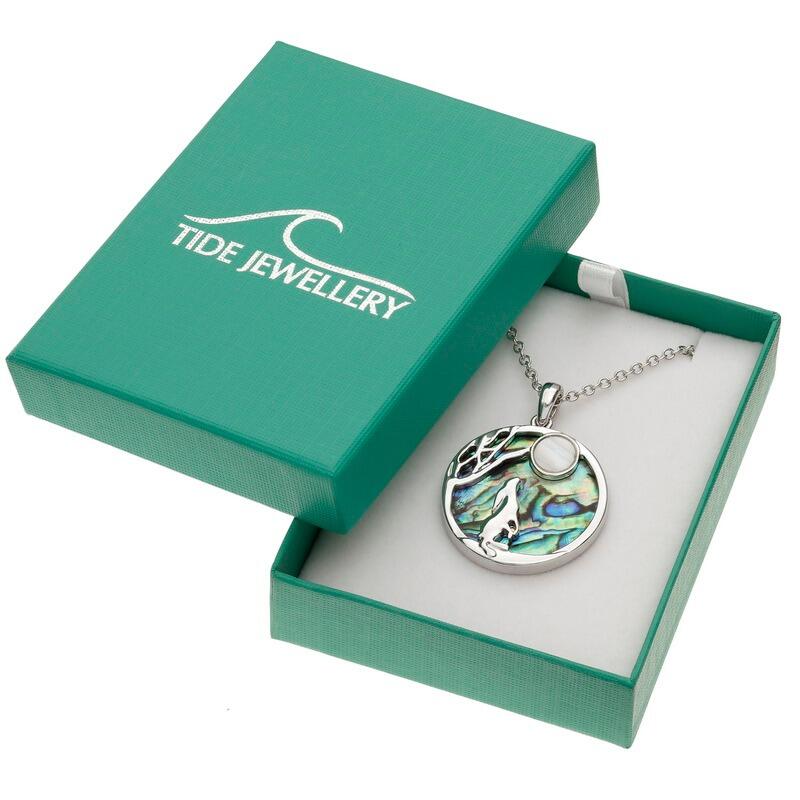 Tide Jewellery Paua & Mother of Pearl Moon Gazing Hare Necklace