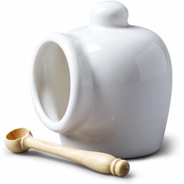 W M Bartleet & Sons Salt Pig Small with Spoon - White 11cm