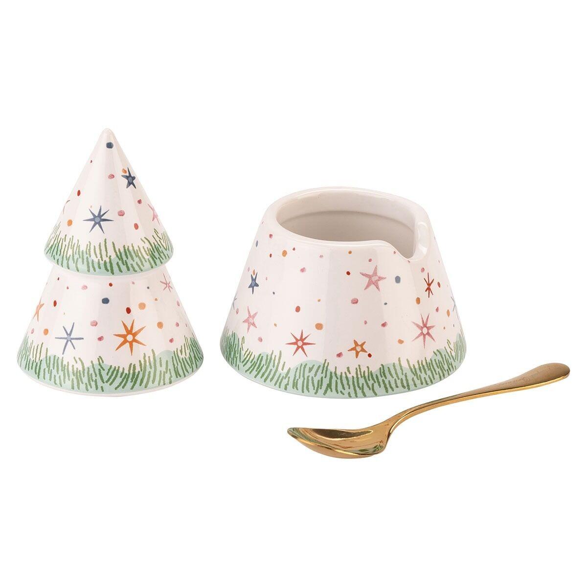 Cath Kidston Christmas Tree Condiment Pot and Spoon