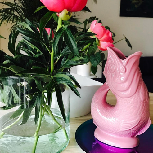 The Original Gluggle Jug Medium Pink 0.3L 17cm tall