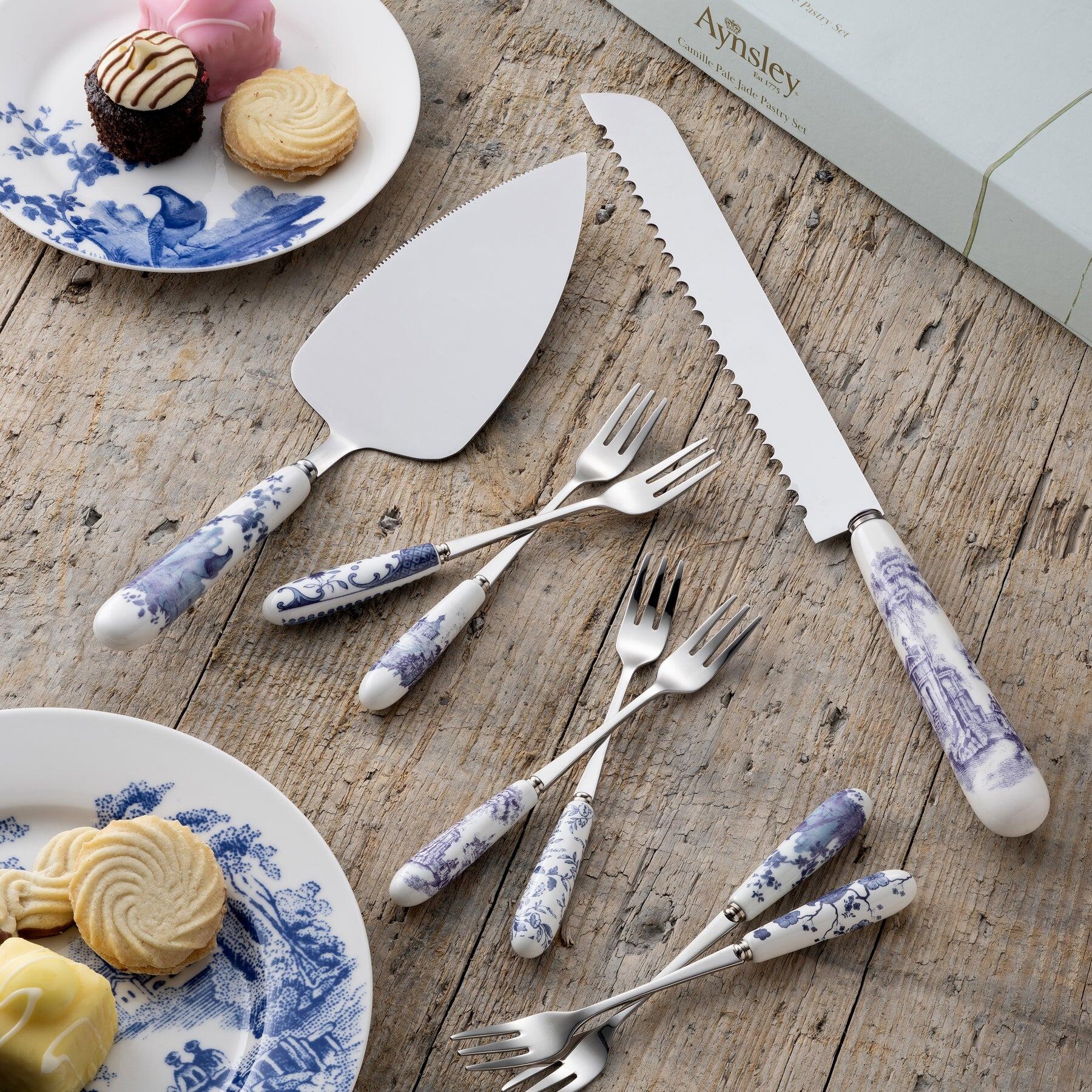 Aynsley Archive Blue Pastry Set 8 Pieces
